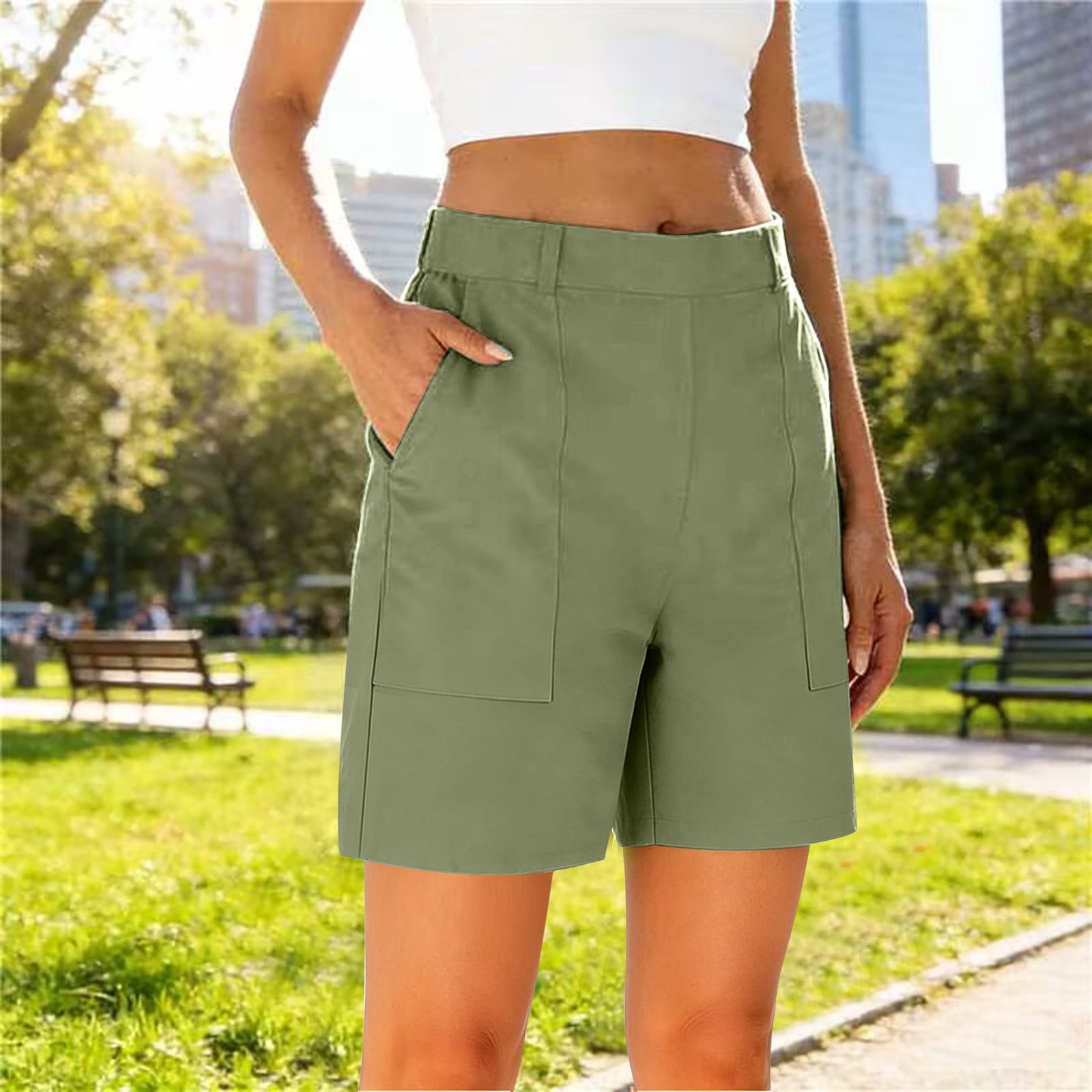 Aimik Half Shorts for Women Summer Fashion Solid Color Loose Casual ...