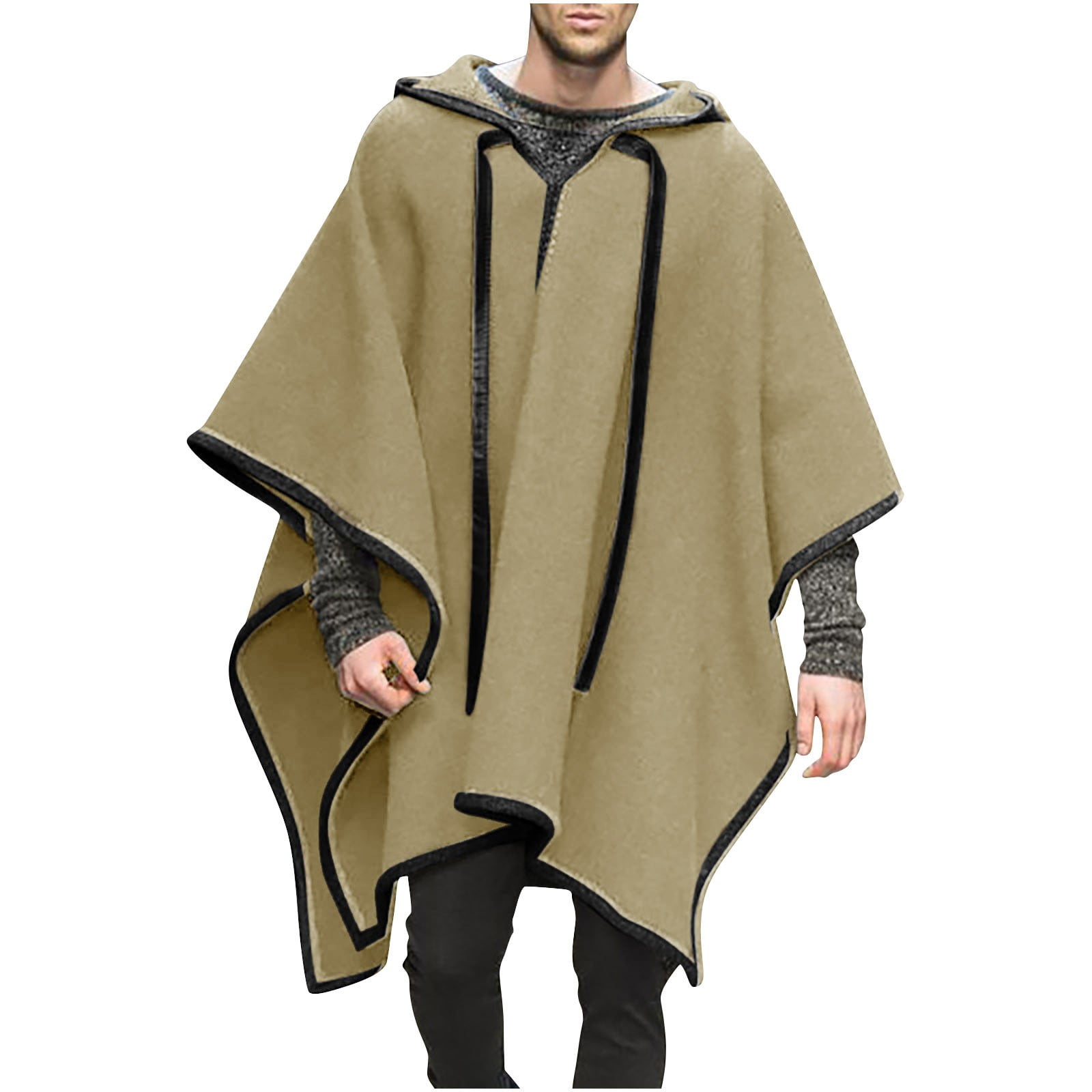 Aimik Hanes Alpaca Poncho for Mens Pancho Mexican Hooded Cowboy and ...