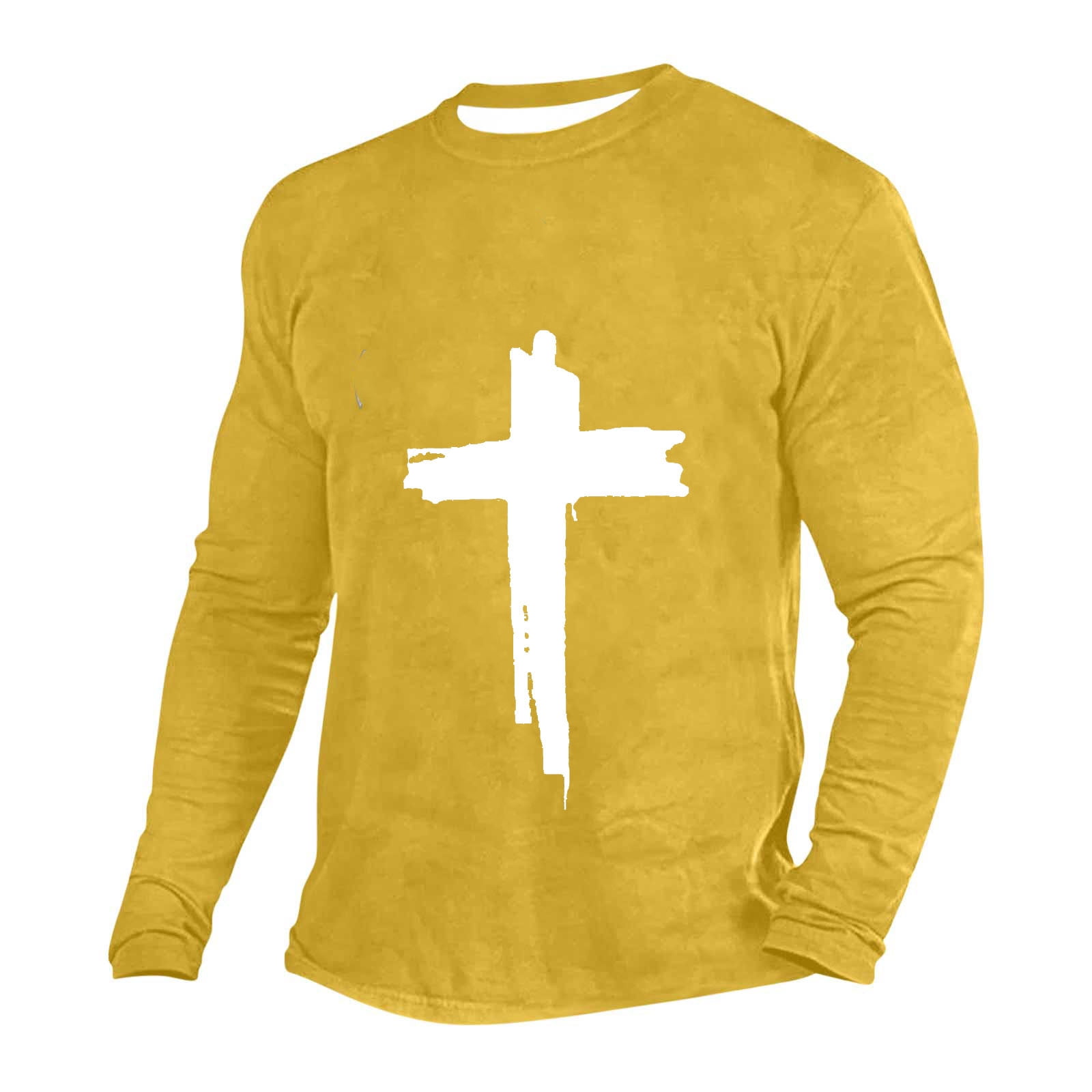 Aimik Hanes Christian Shirts for Men Faith Jesus Cross Print Long ...