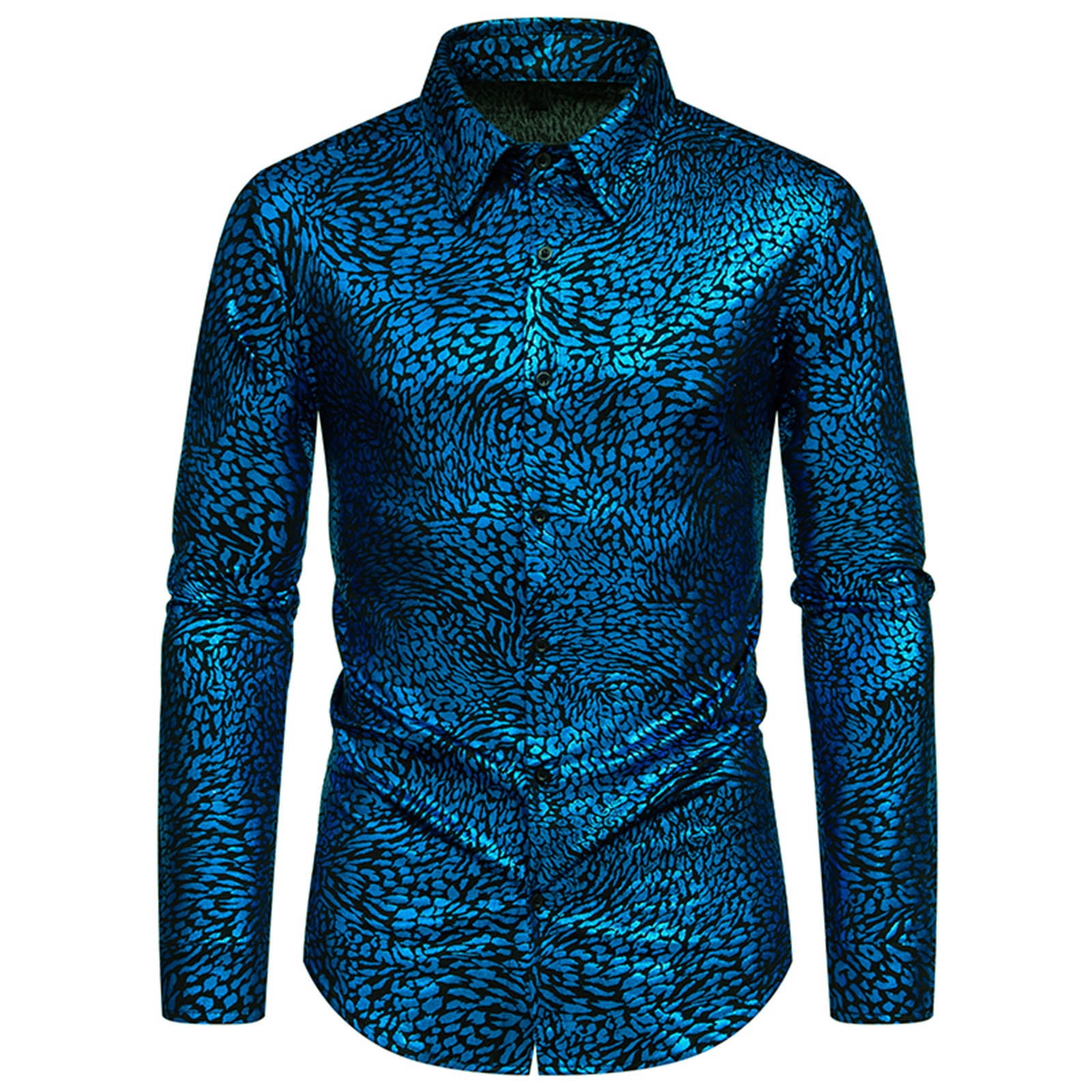 Aimik Hanes Men Shirts,Men's Luxury Baroque Shiny Print Shirt,Paisley ...
