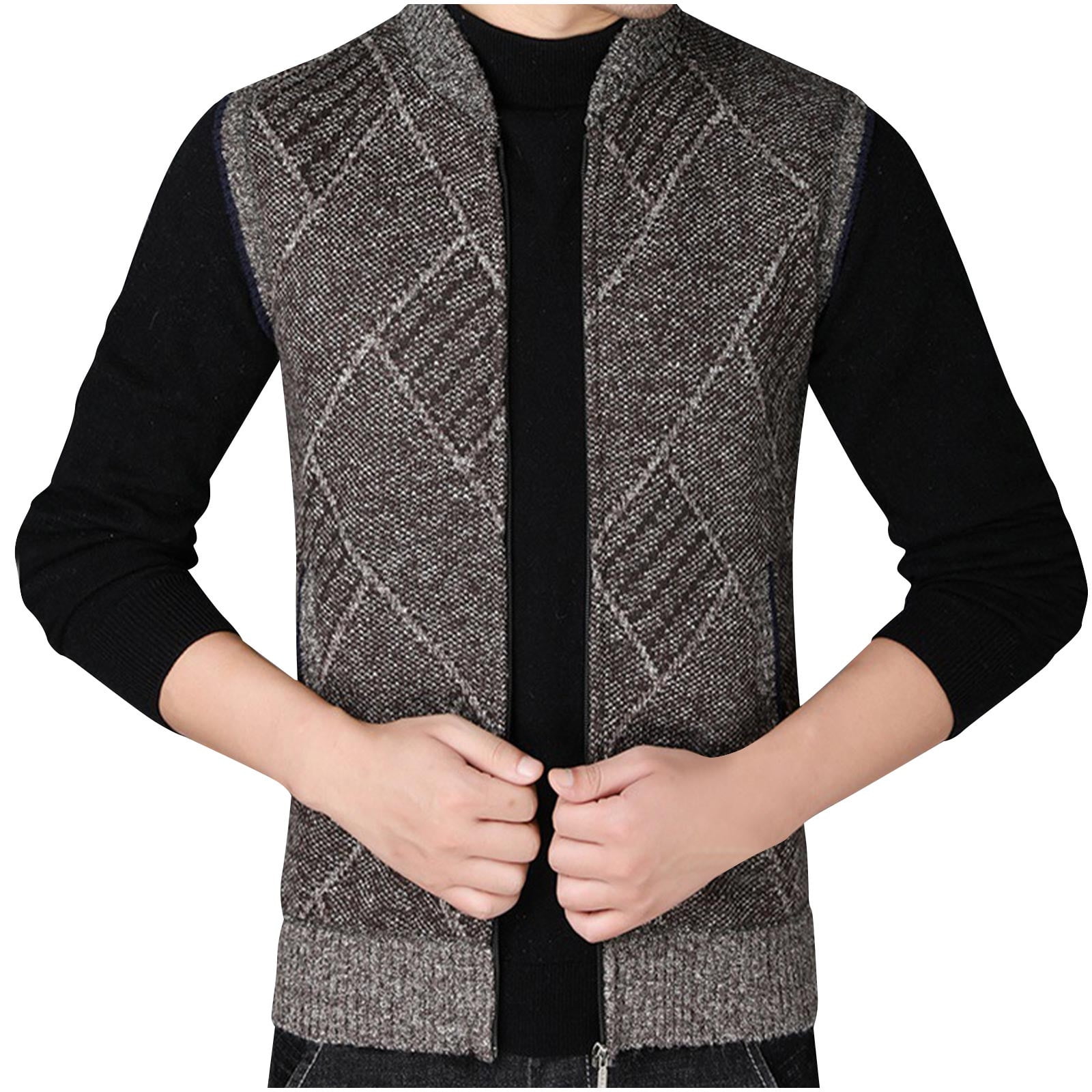 Aimik Hanes Men Sleeveless Full Zip Sweater Vest Lightweight Knitted ...