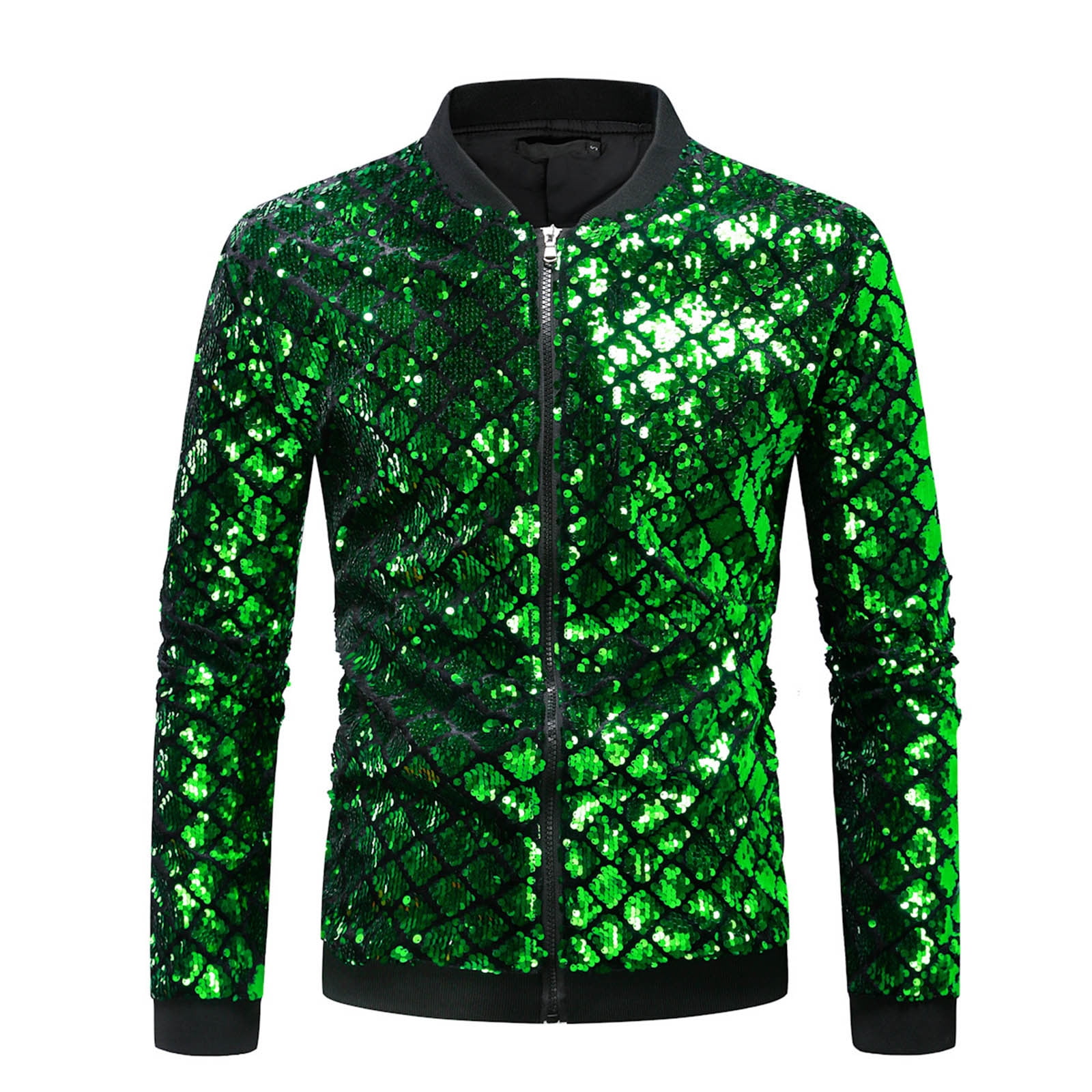 Aimik Hanes Men's 70S Disco Costume Party Sequin Metallic Varsity ...