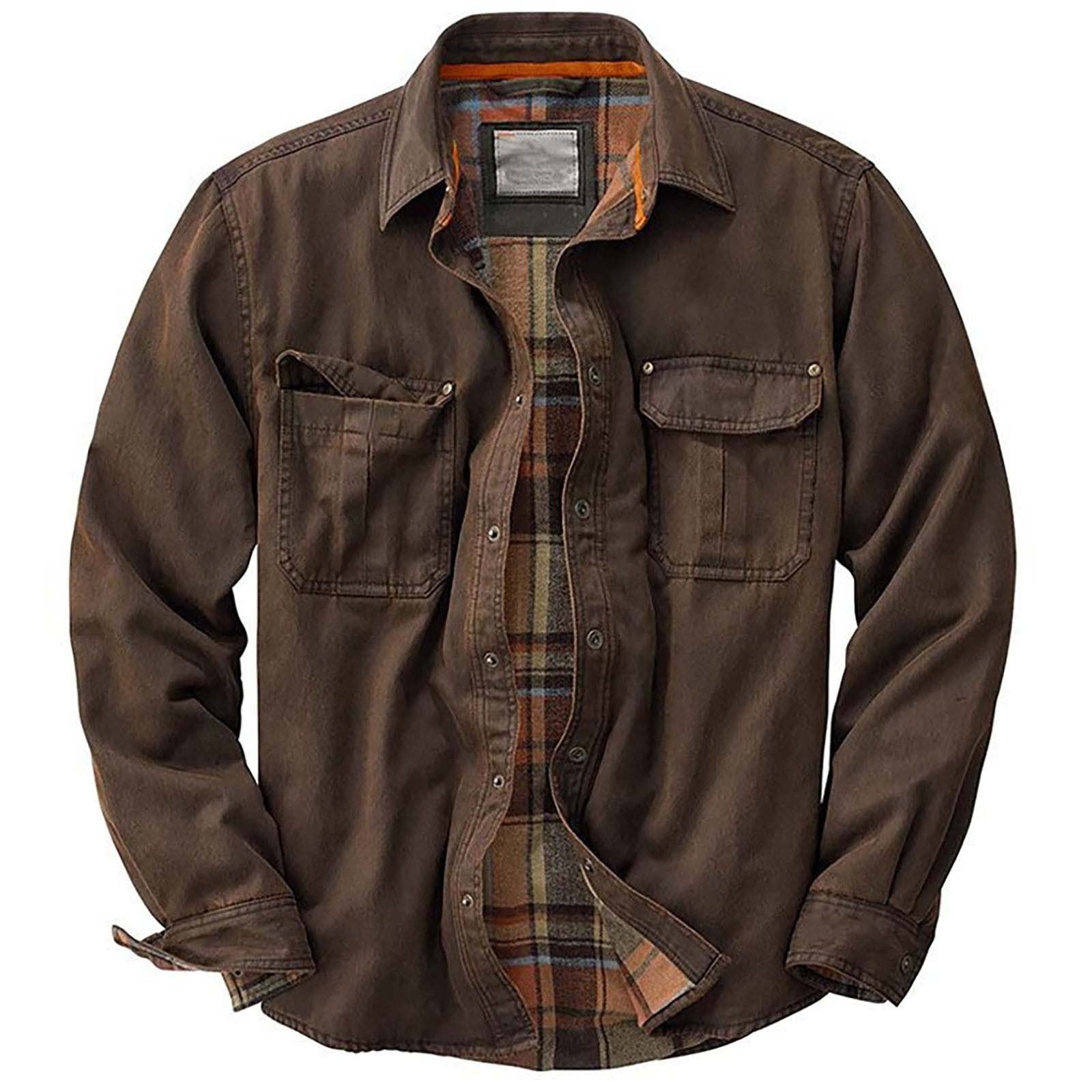 Aimik Men's Casual Shirt Jacket Long Sleeve Button Lapel Shacket ...