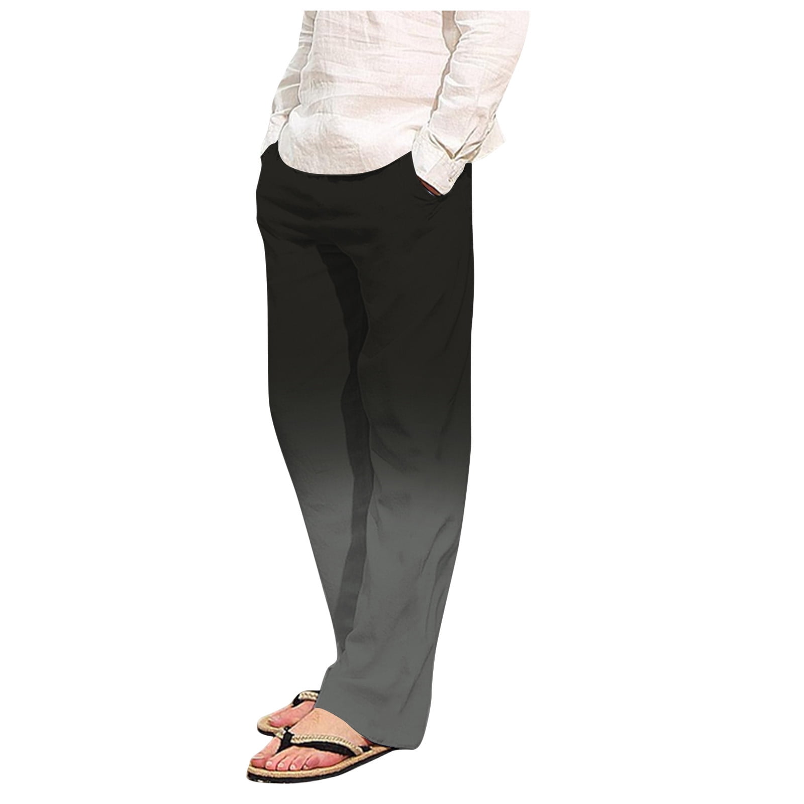 Aimik Hanes Men's Cotton Linen Pants Big and Tall Gradient Sweatpants ...