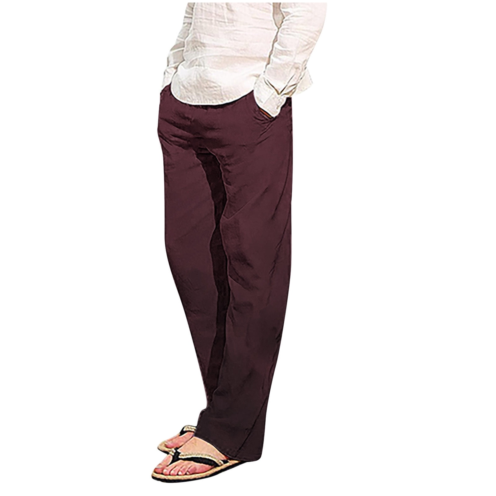 Aimik Hanes Men's Ethnic Style Side Printed Sweatpants Cotton Linen ...