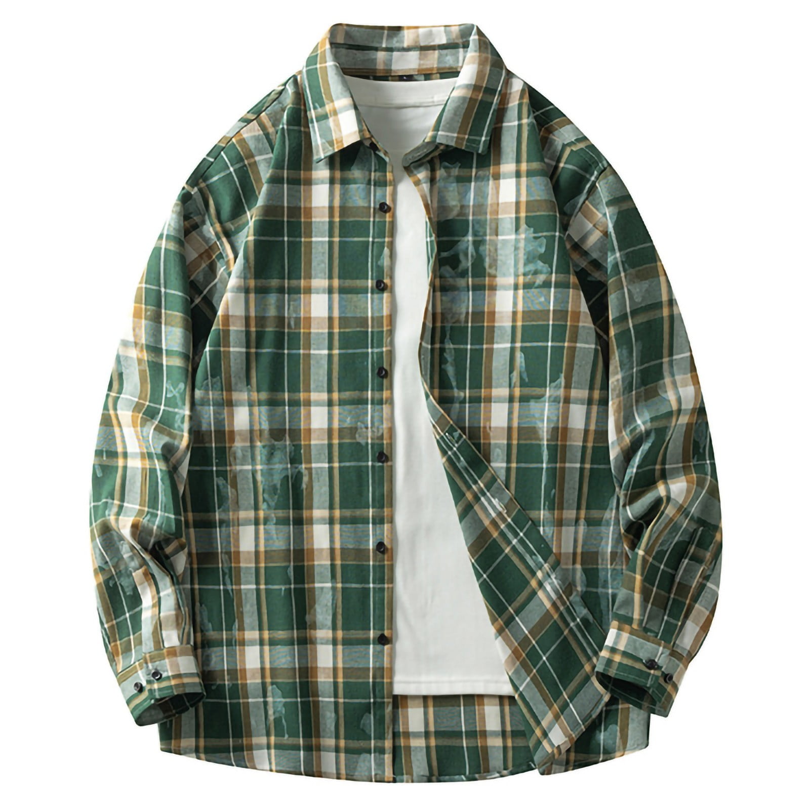 Aimik Mens Flannel Shacket Jacket Casual Plaid Wool Blend Button Down ...