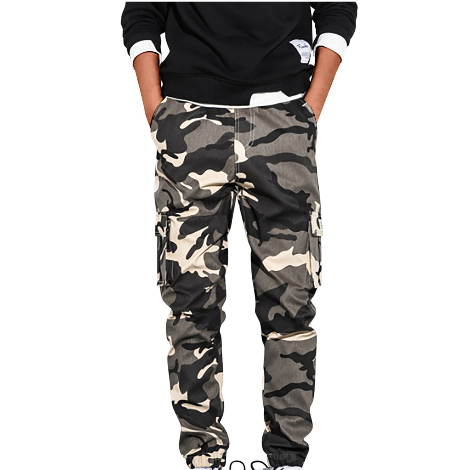 Aimik Hanes Mens Hiking Camo Cargo Pants Multi Pockets Ripstop Stretch ...