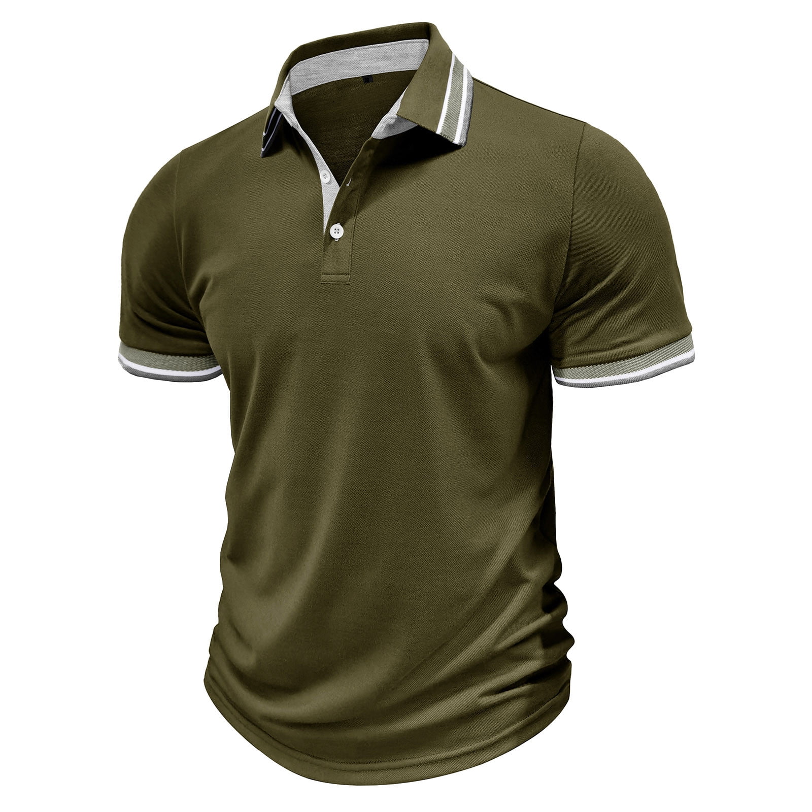 Aimik Men Business Casual Faddish Short Sleeve Turn-Down Collar Button ...