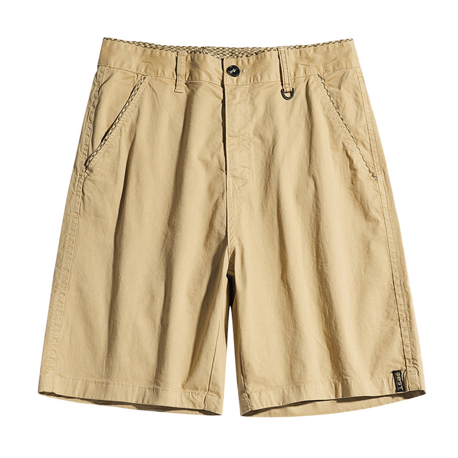 Aimik Men's Cotton Shorts Summer Button Fixed Waist Knee Length ...