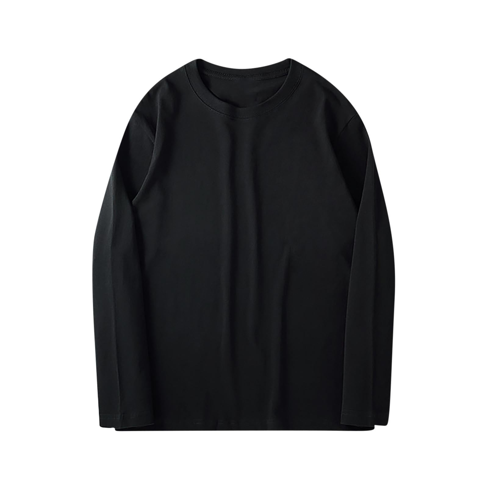 Aimik Mens Long Sleeve T-Shirt Round Neck Casual Plain Fall Tops ...