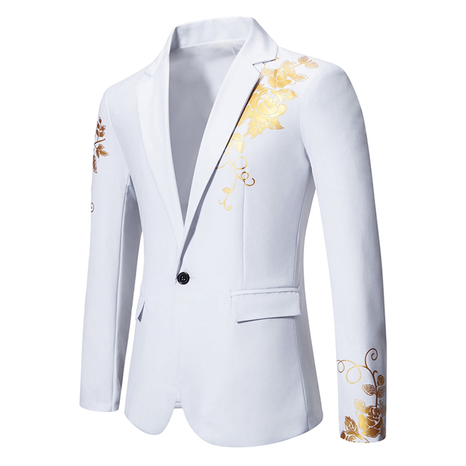Aimik Mens Luxurious Gold Bronzing Blazers Slim Fit Long Sleeve Suit ...