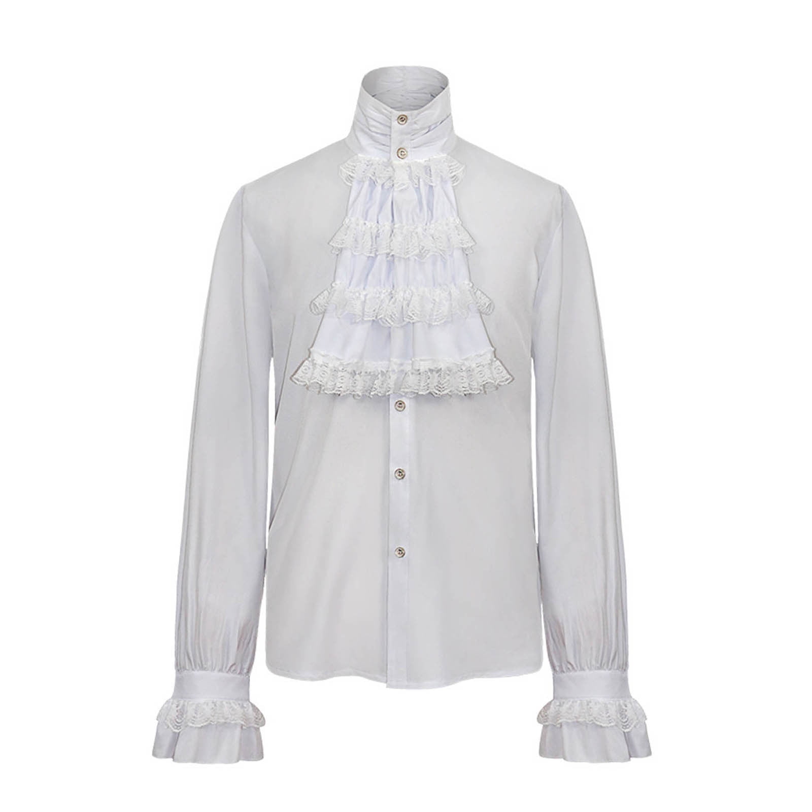 Aimik Mens Pleated Shirts Medieval Clothing Steampunk Stage Wear Lapel Court Clothing Fit Tops ...