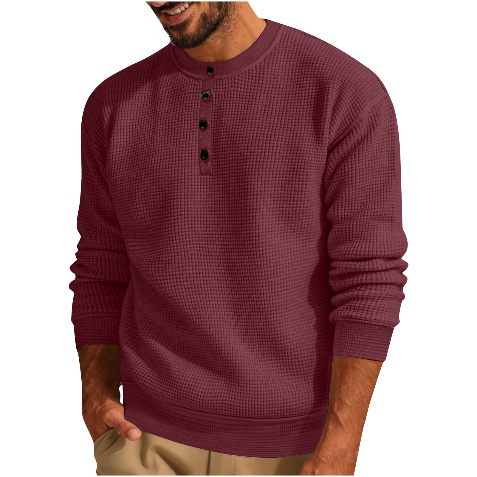 Aimik Up to 65% off Clearance Men's Waffle Henley Long Sleeve Shirts ...