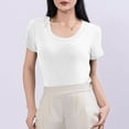 Aimik Women's Basic Fitted T-Shirt Summer Solid Color U Neck Short ...