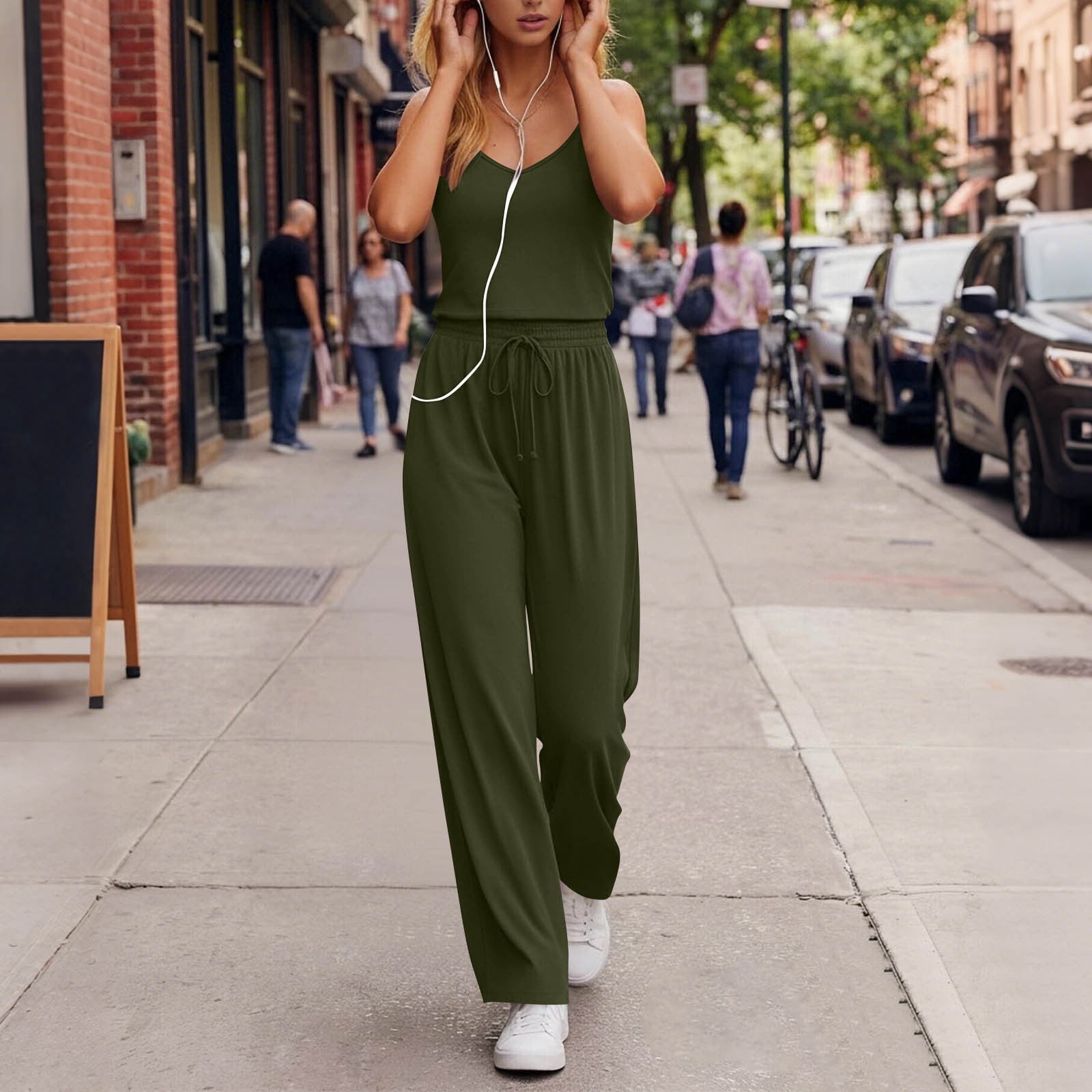 Aimik Women's Cami Tank Wide Leg Pants Set Summer V Neck Sleeveless ...