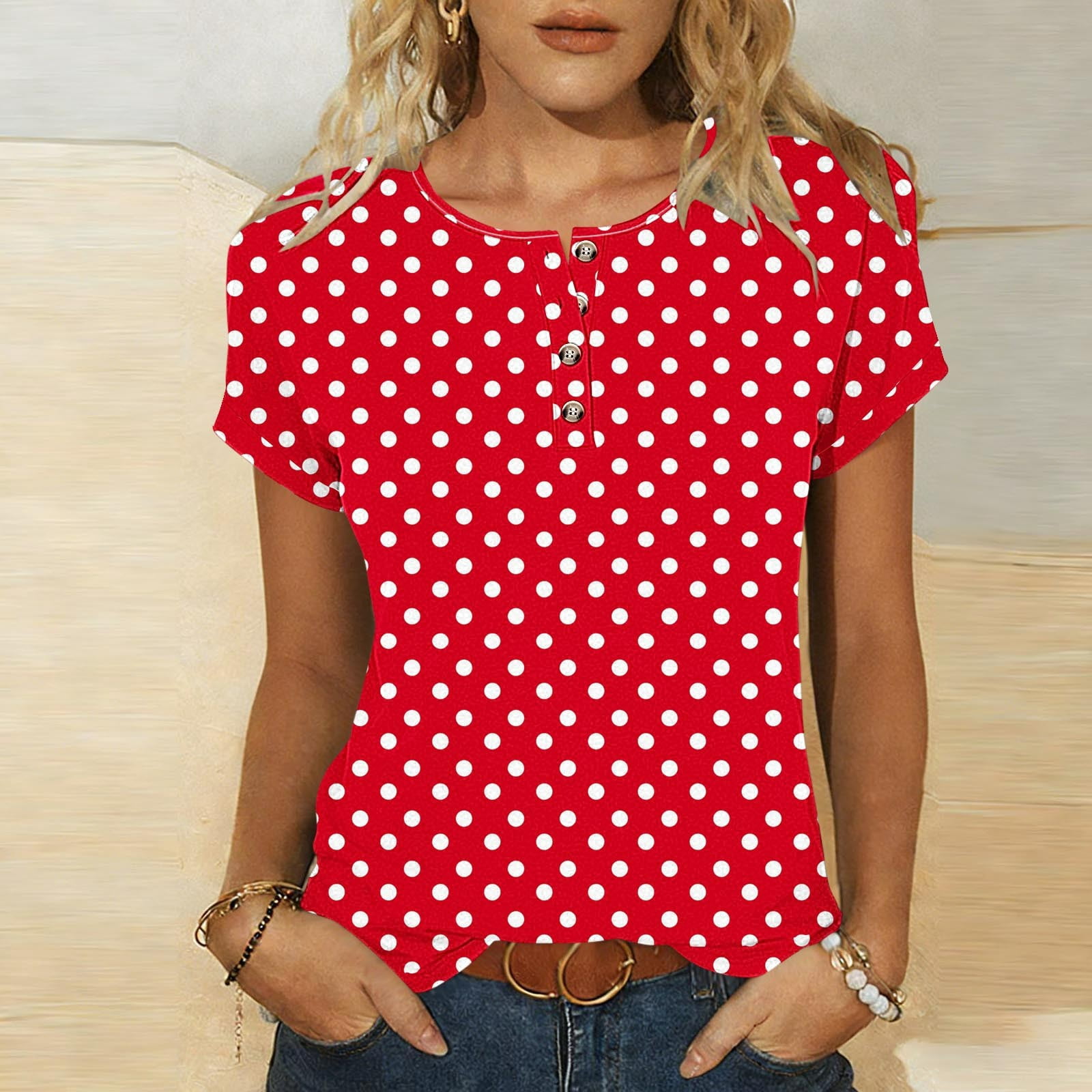 Aimik Women's Casual T-shirt Fashion Print Short Sleeve Round Neck Base ...