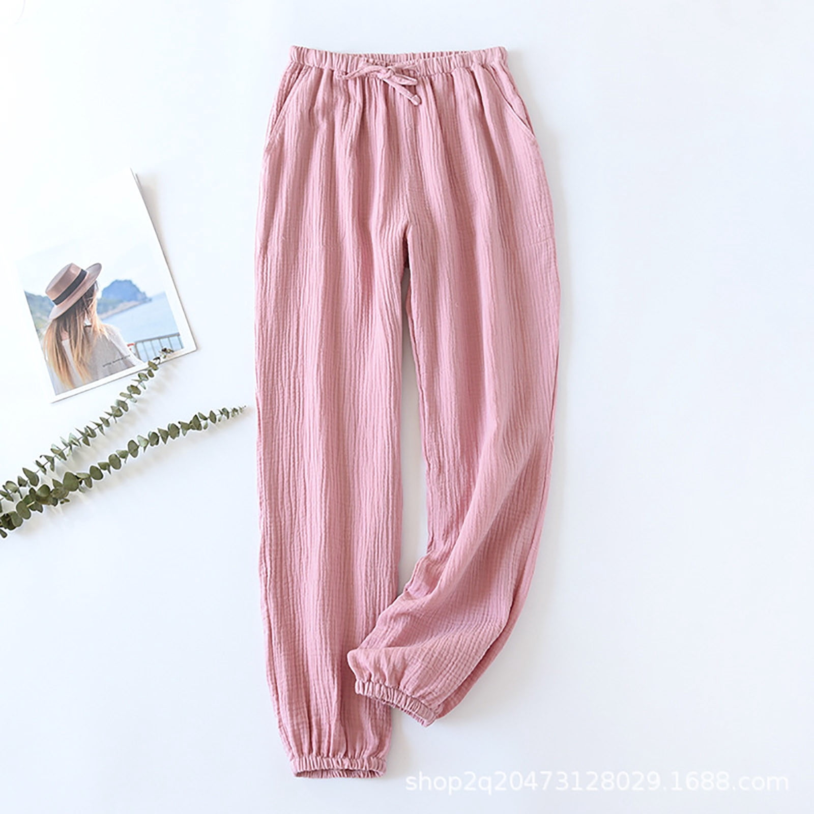 Aimik Women's Elastic Waist Long Pants Drawstring Casual Jogger ...