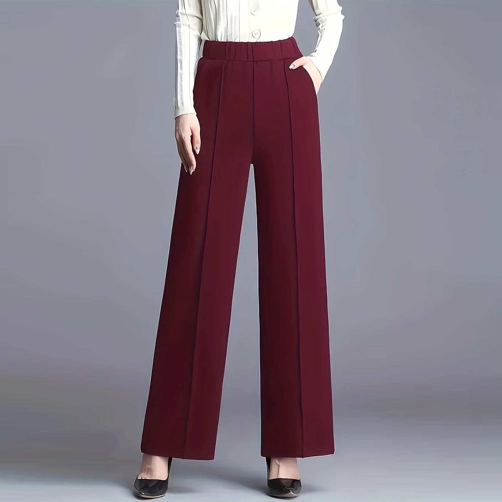 Aimik Women's High Waist Pleated Wide Leg Pants Relaxed Fit Casual ...