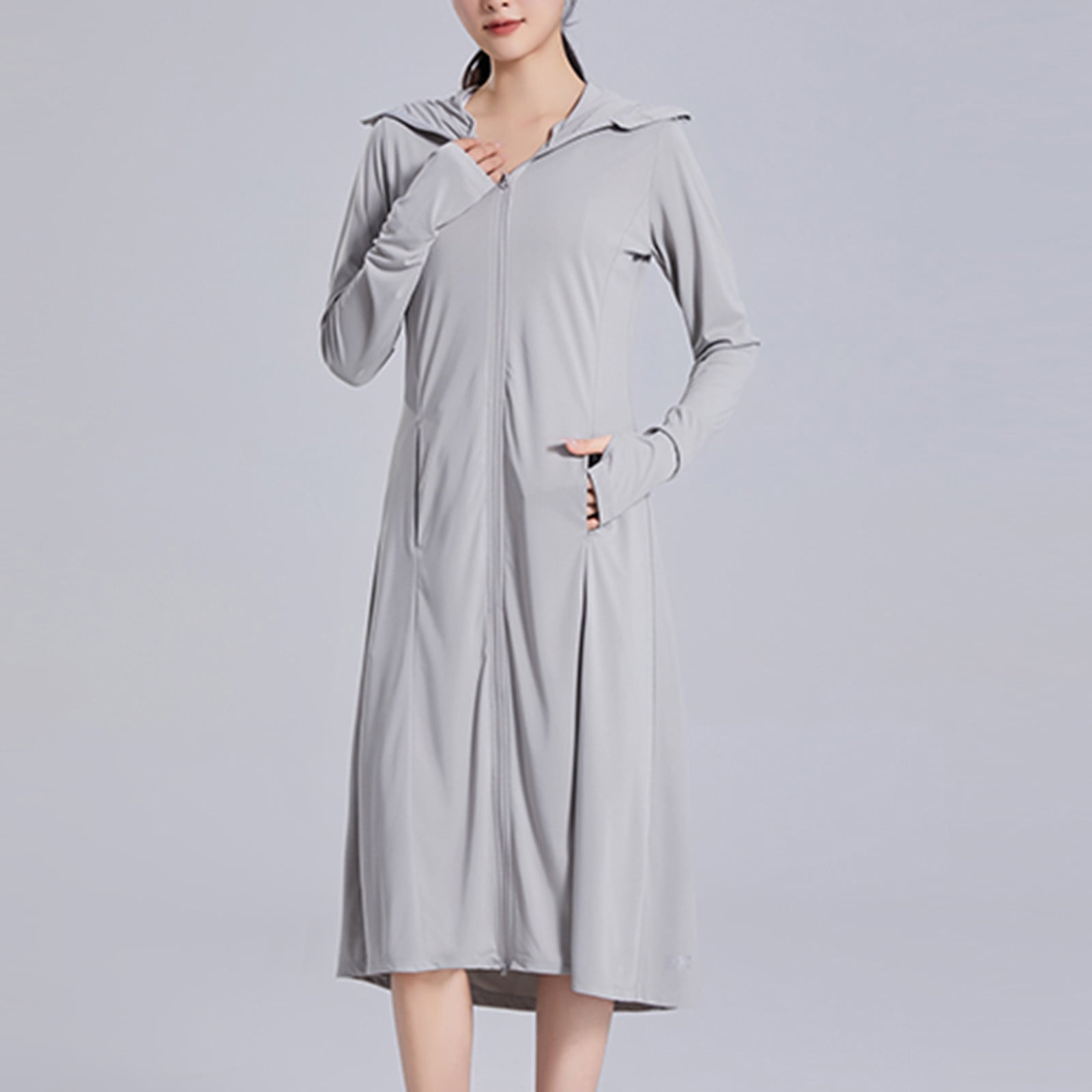 Aimik Women's Long Sun Protection Coat Summer Long Sleeve Hooded Ice ...