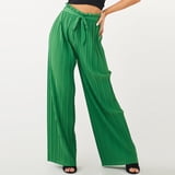 Aimik Women's Pleated Elastic Waist Wide Leg Pants Drawstring Casual ...