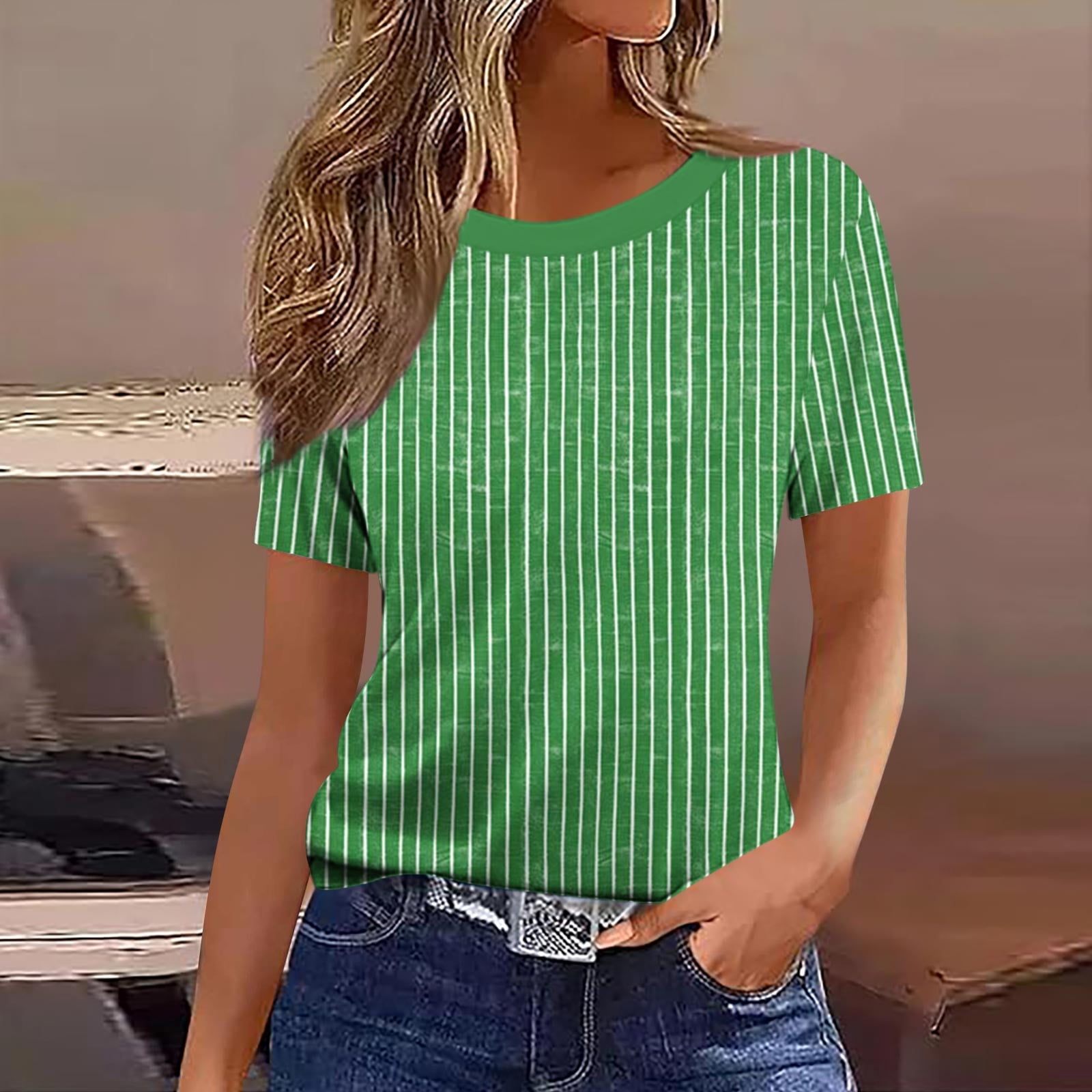 Aimik Women's Slim Casual T-shirts Summer Fashion Unstructured Print ...