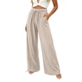 Aimik Women's Solid Color Pants With Pockets Elastic Waist And ...