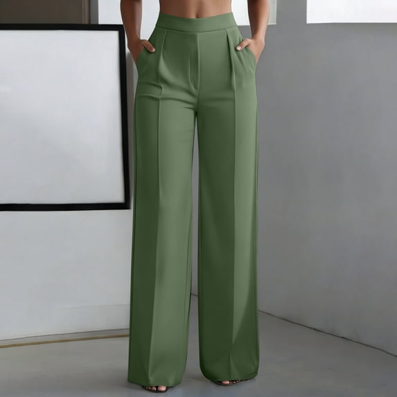 Aimik Women's Summer Beach Linen Pants High Waist Drawstring Casual ...