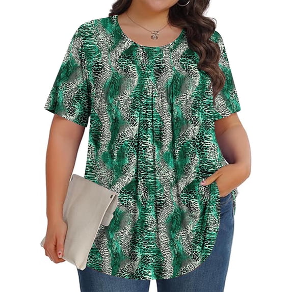 Aimik Womens Plus Size Tops Tunic Short Sleeve Crew Neck Shirts Floral ...