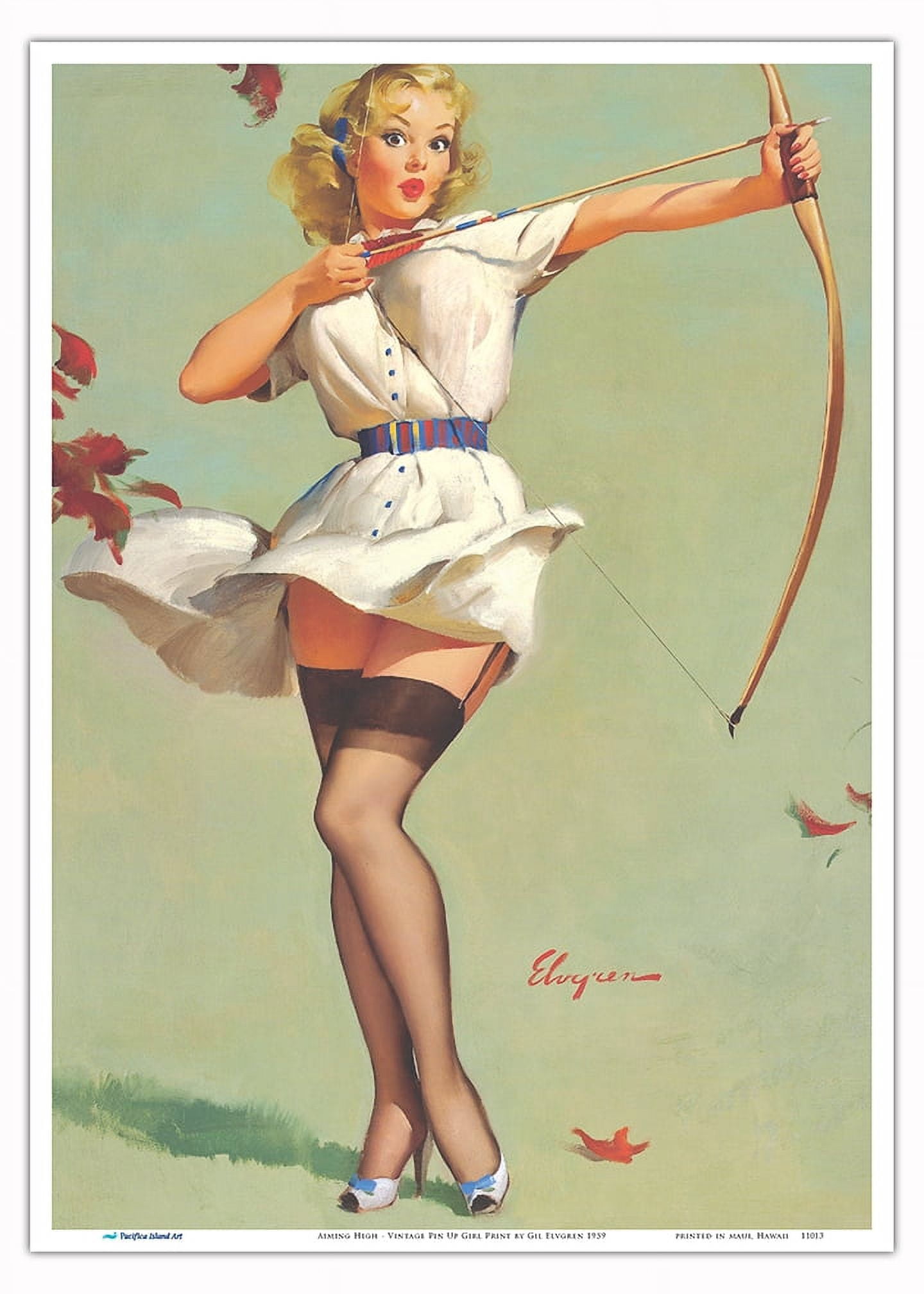 Aiming High - Vintage Pin Up Girl Print by Gil Elvgren c.1959 - Master ...