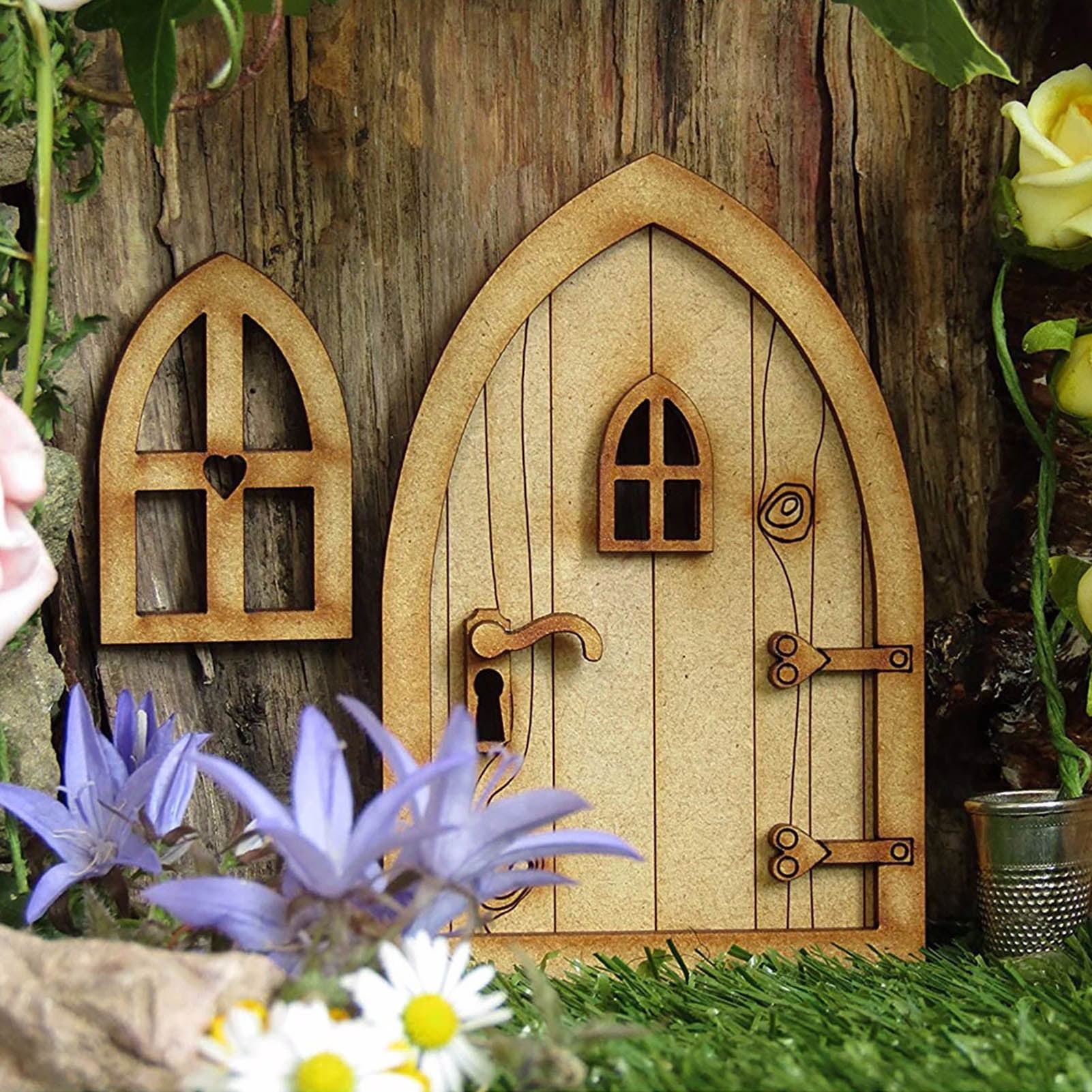Aimiya 1 Set MIni Gnome Door Decorative Furniture Scene Props Wooden ...