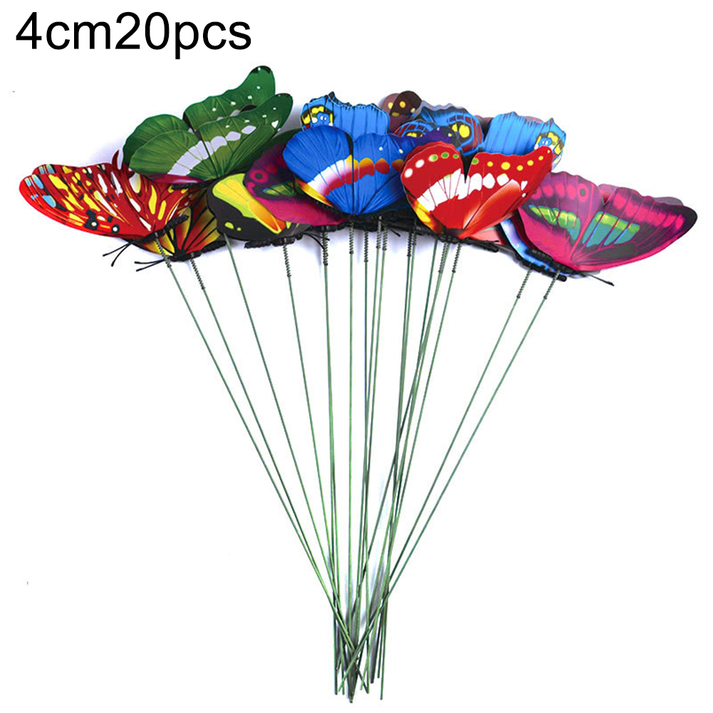 Aimiya 10/20/50Pcs Artificial Butterfly Insert Rod Garden Decor DIY ...