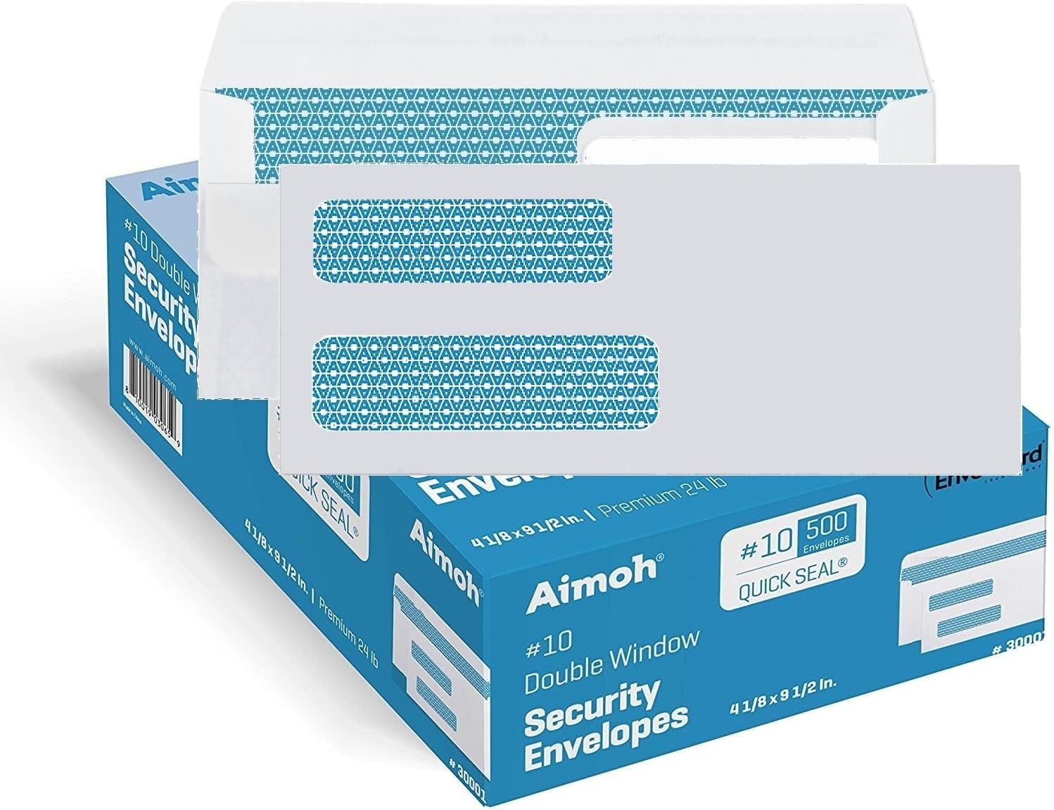 Aimoh #10 Double Window Security Envelopes with Flip Seal Closure, 4 1/ ...