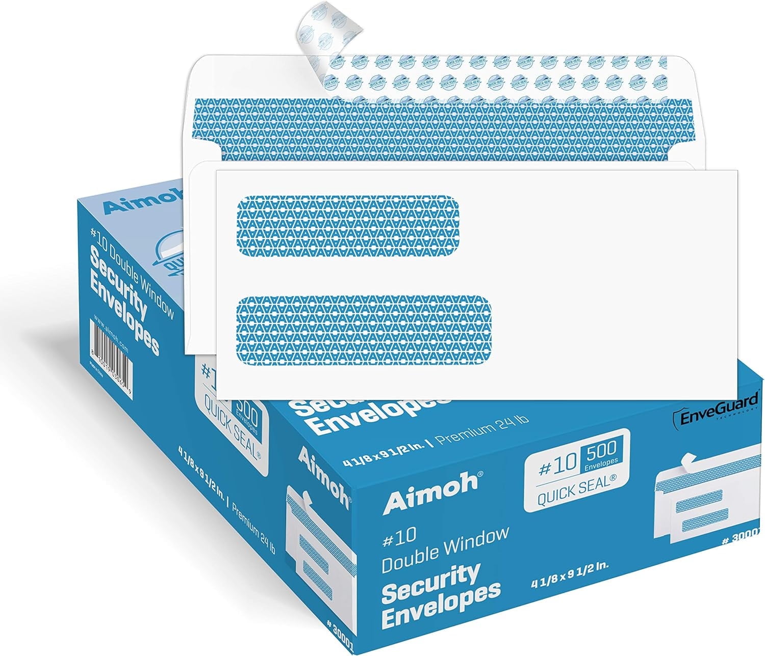 Aimoh #10 Legal Letter Size Standard Double Window Security Envelopes ...