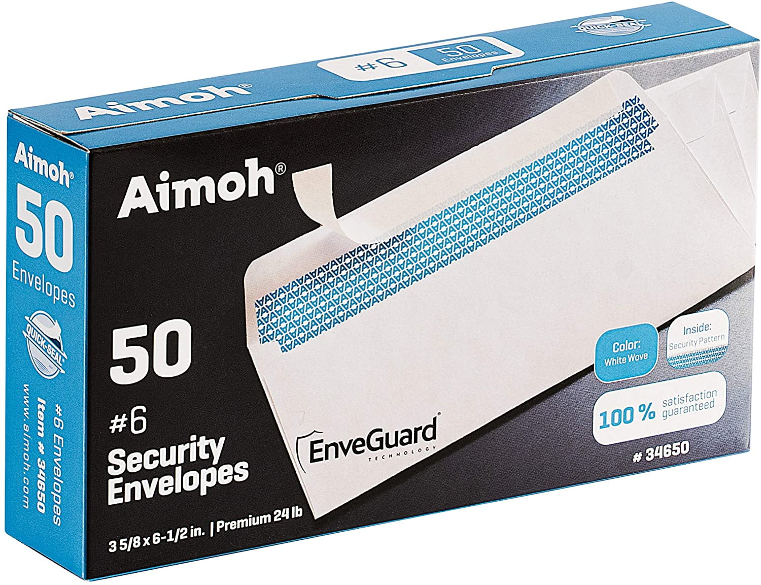 Aimoh #6 Windowless Security Envelopes with Self-Seal Strip, 3 5/8 "x 6 ...