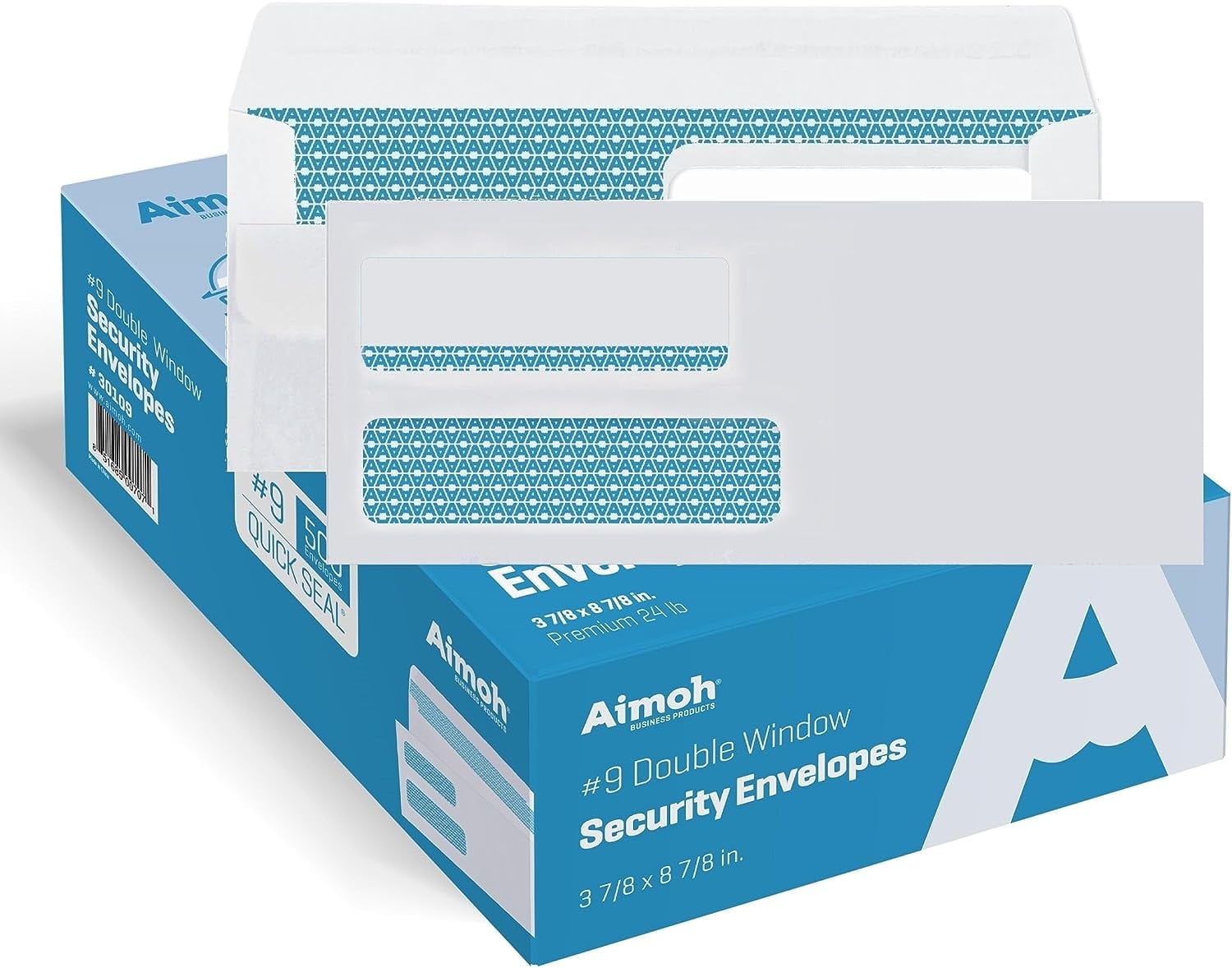 Aimoh #9 Standard Letter Size Double Window Security Envelopes, Flip ...