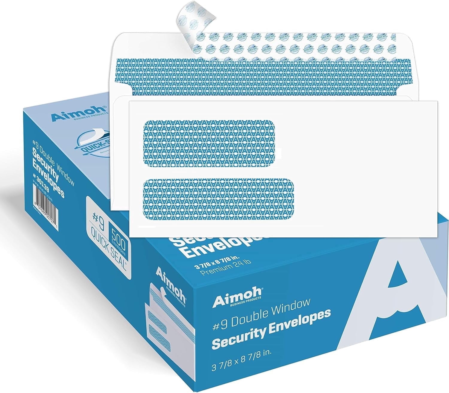 "Aimoh 500-Pack #9 Double Window Security Envelopes, Self-Seal, 3 7/8 ...