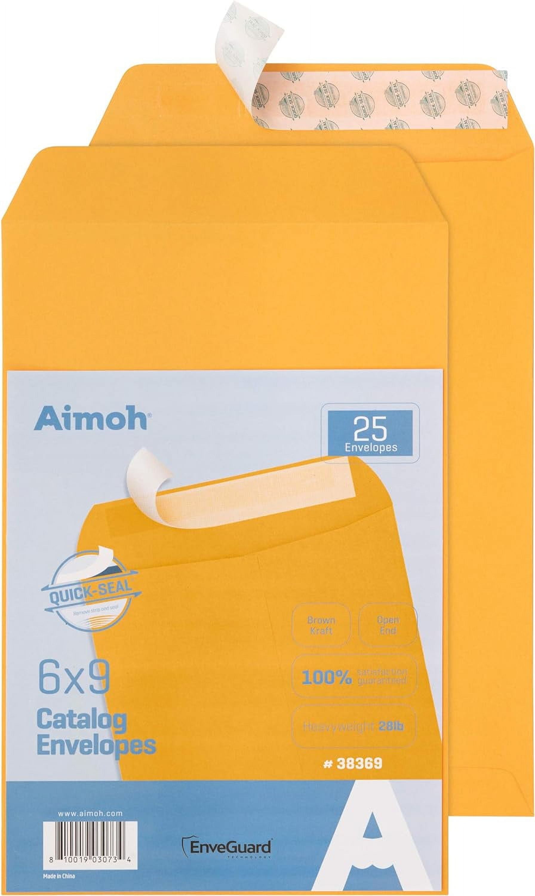 Aimoh Kraft Catalog Security Envelopes 6” x 9” Quick-Sealing Mailing ...