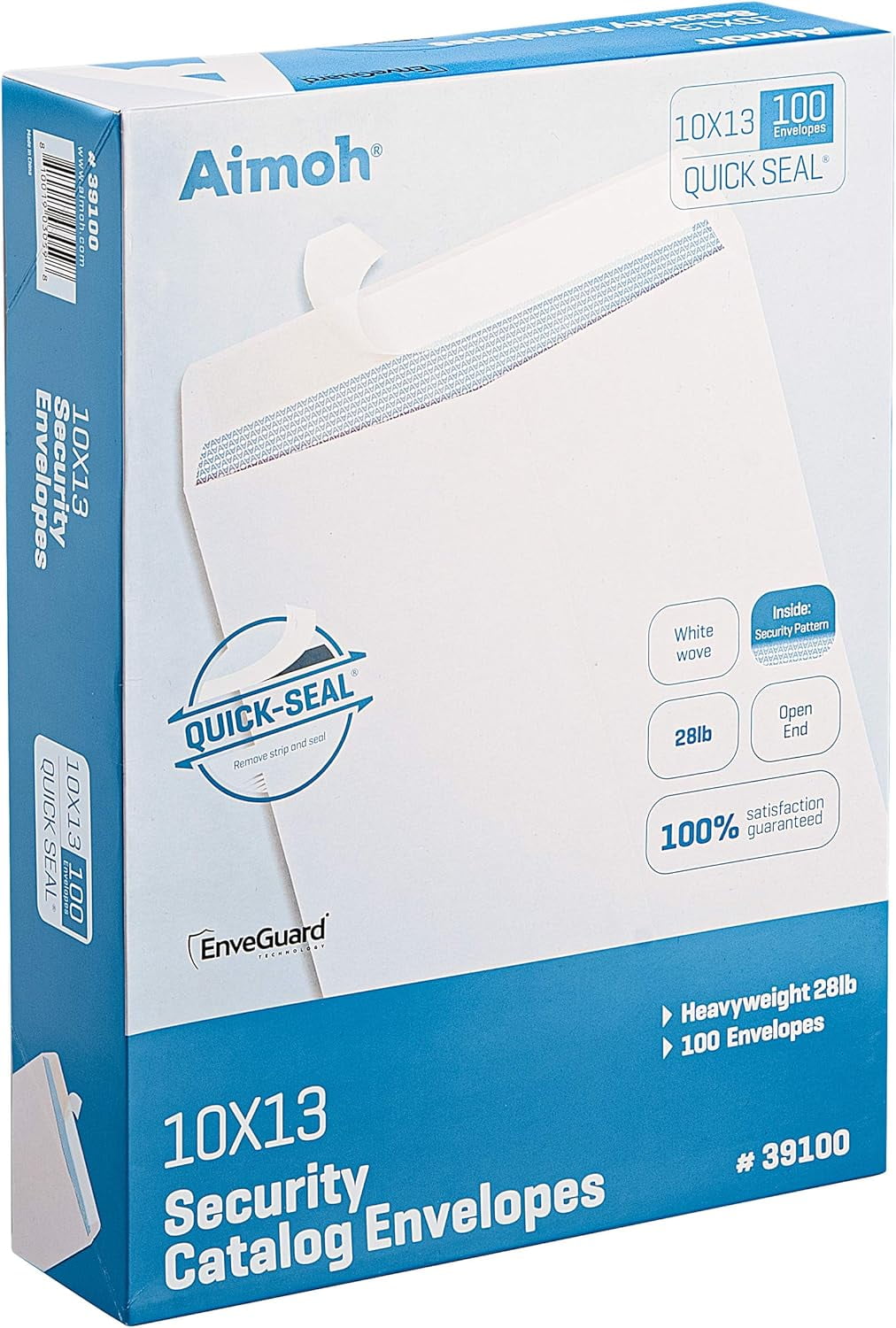 Aimoh White Card Catalog Security Envelopes with Self-Seal Adhesive ...