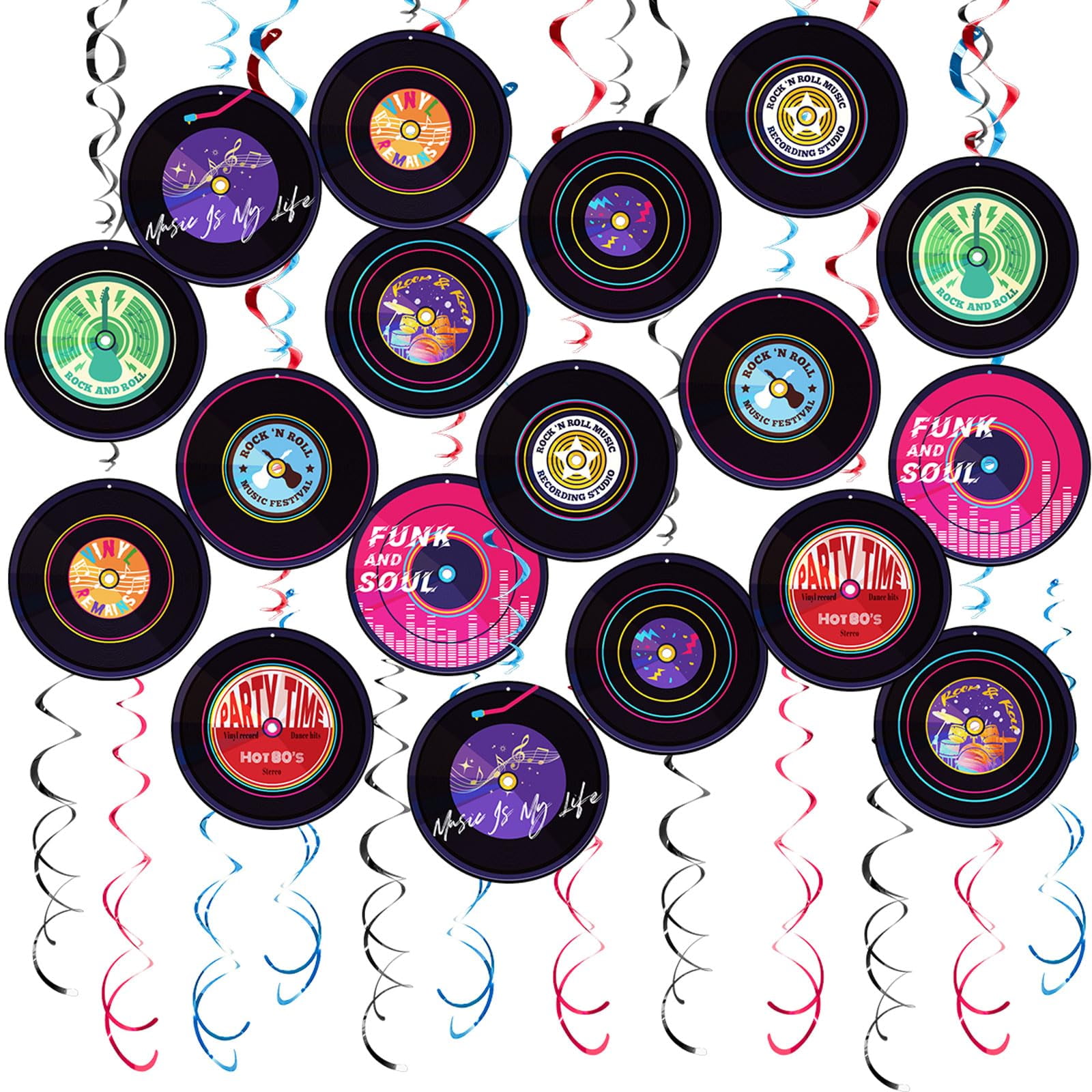 AimtoHome Rock and CORNET Roll Record Party Hanging Swirls, Pcs, Music ...