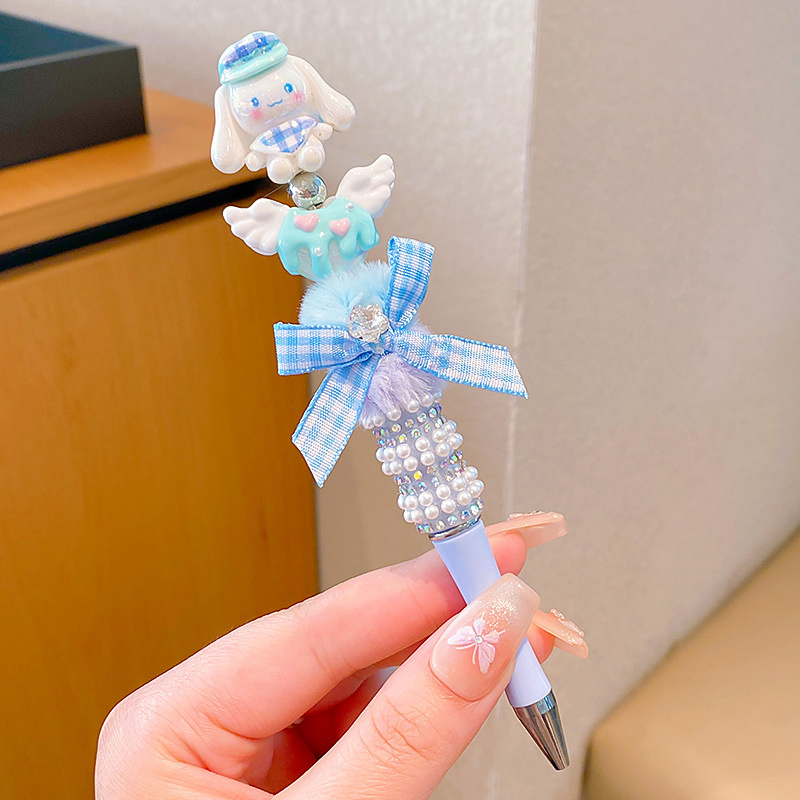 Aimy Kawaii Sanrio Plush Bead String Pen Pochacco Cinnamoroll DIY Pen ...