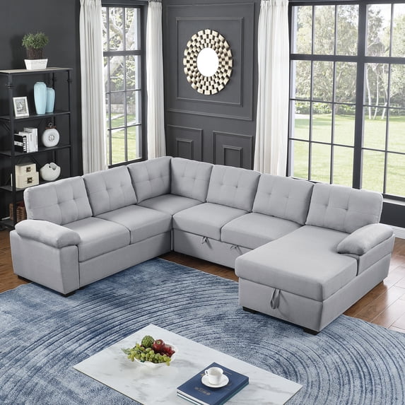 Aine Fabric Sleeper Sectional Sofa - Walmart.com