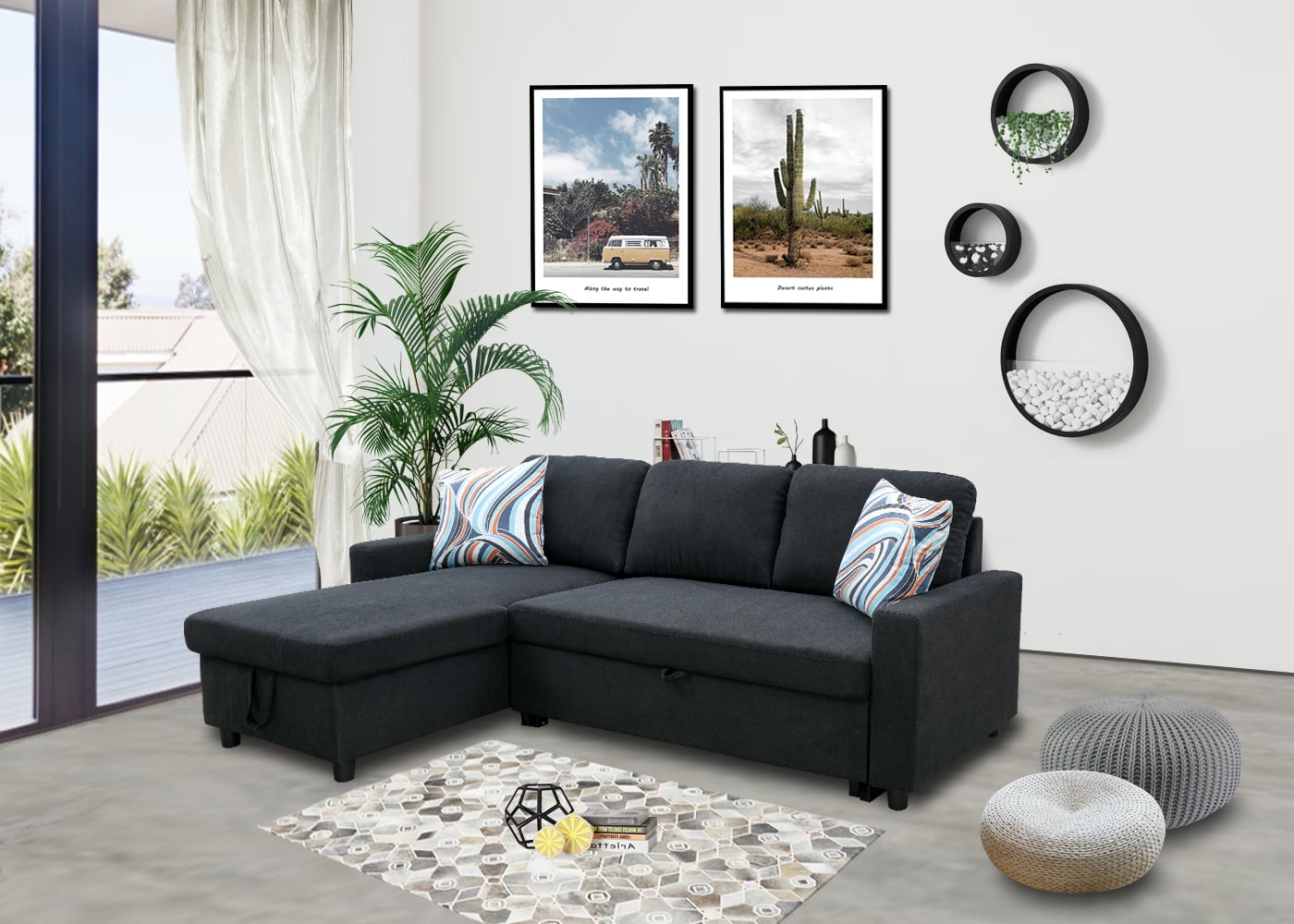 Black linen sectional store