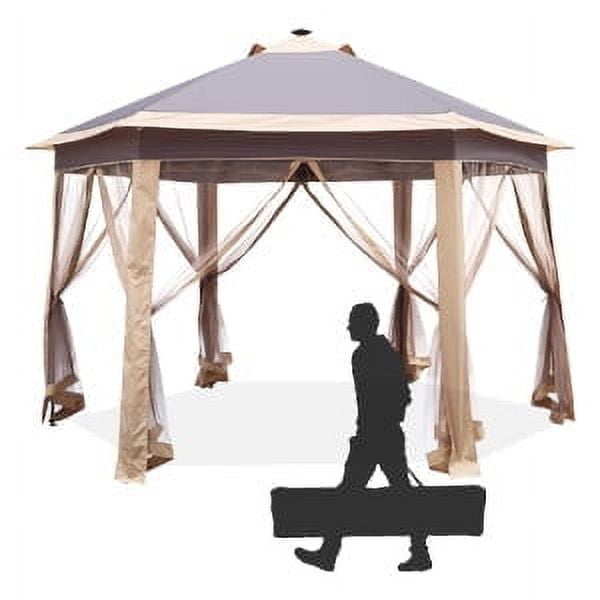 Ainfox 10x12ft Outdoor Pop Up Gazebo Canopy with Solar Lights, Portable ...