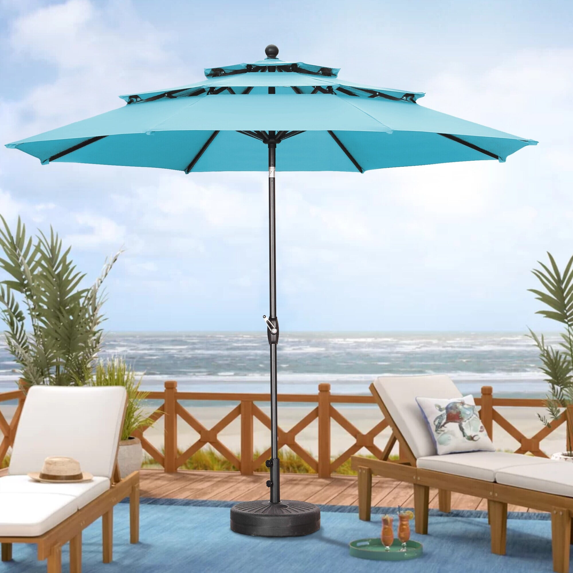 Ainfox 10ft Outdoor Patio Umbrella Without Base Blue - Walmart.com