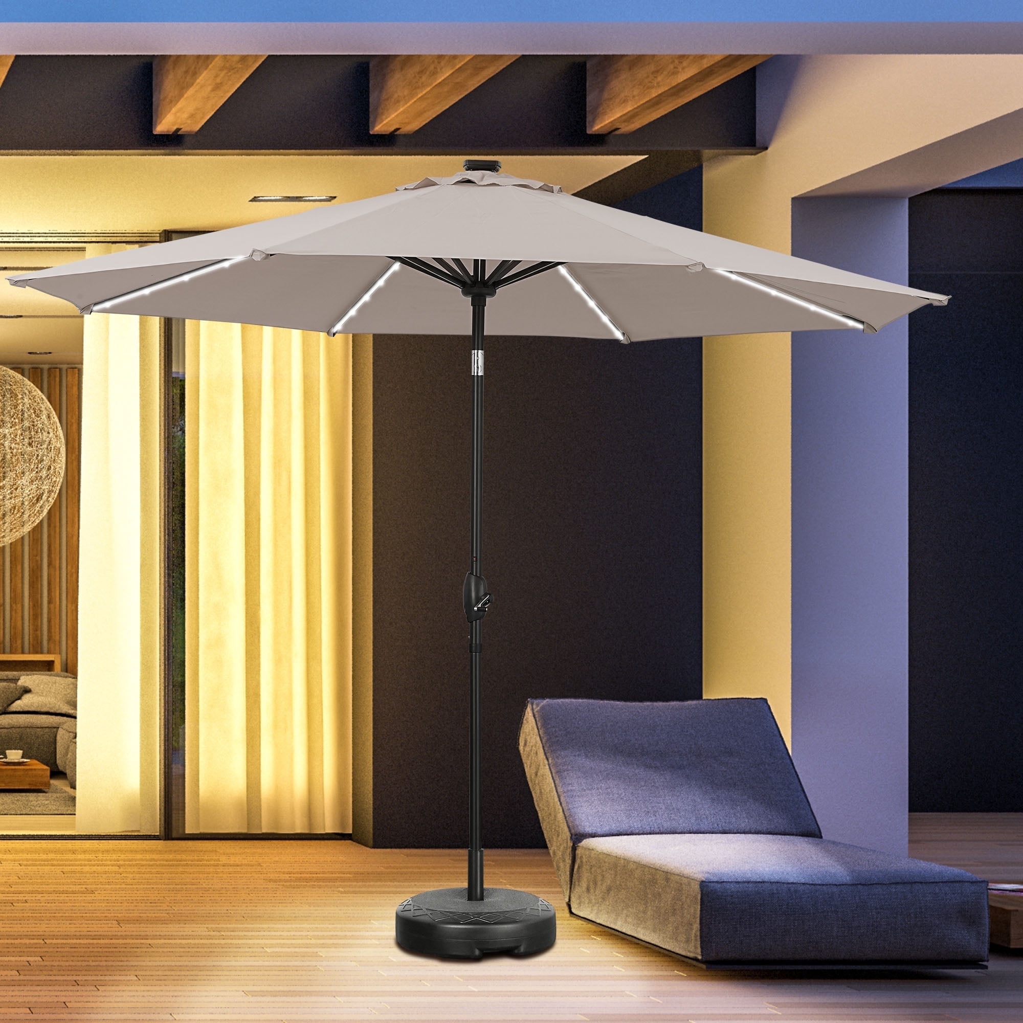 Ainfox 10ft Patio Led Lighted Umbrella with Weight Base,Outdoor Table ...