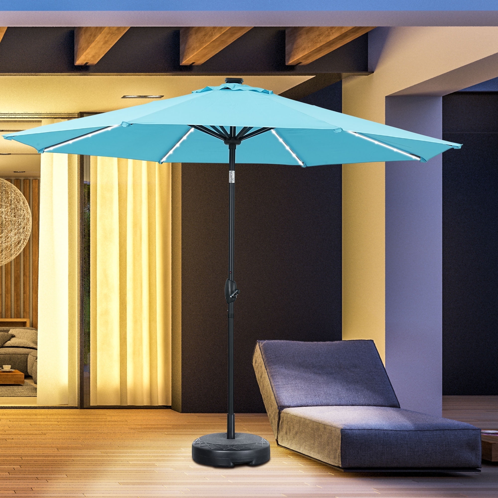 Ainfox 10ft Patio Led Lighted Umbrella with Weight Base,Outdoor Table ...