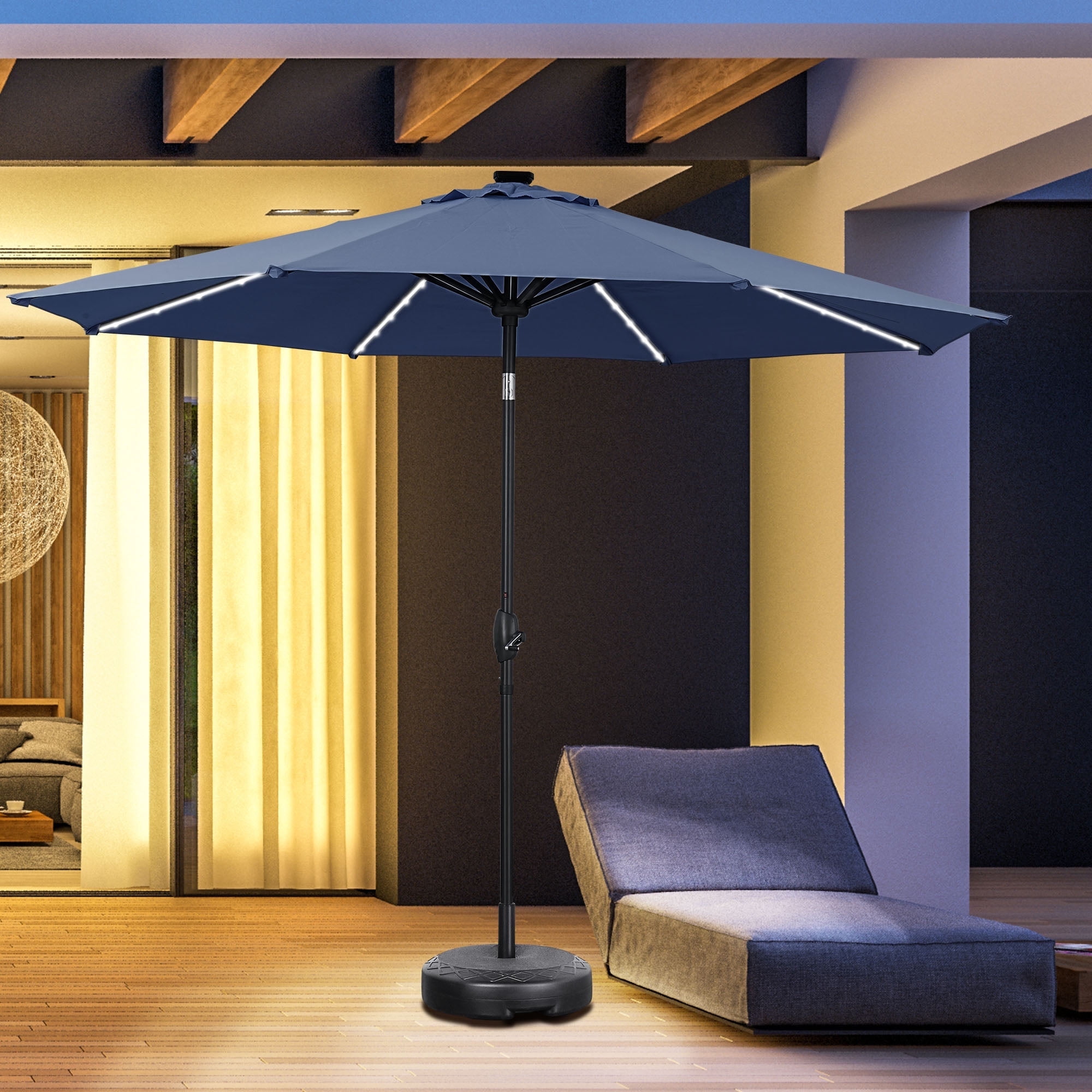 Ainfox 10ft Patio Led Lighted Umbrella with Weight Base,Outdoor Table ...