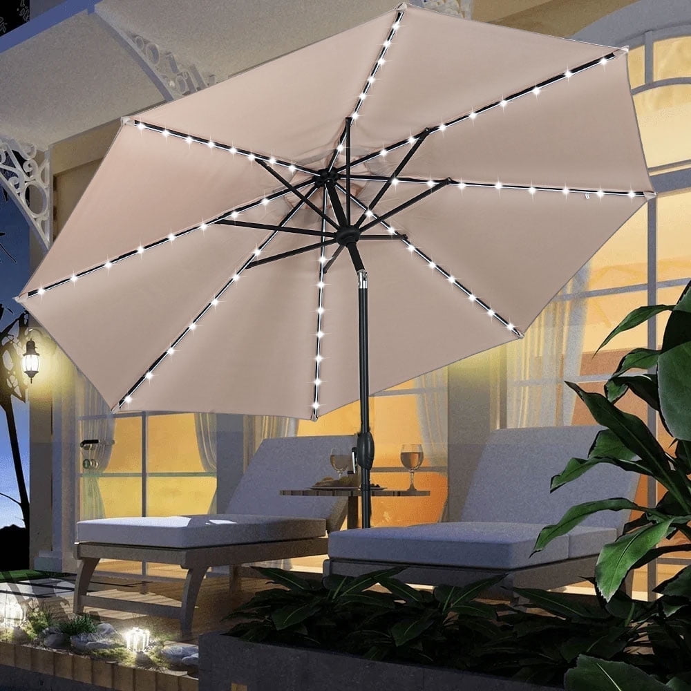 Ainfox 10ft Patio Umbrella with lights, Outdoor Table Sun Shade ...