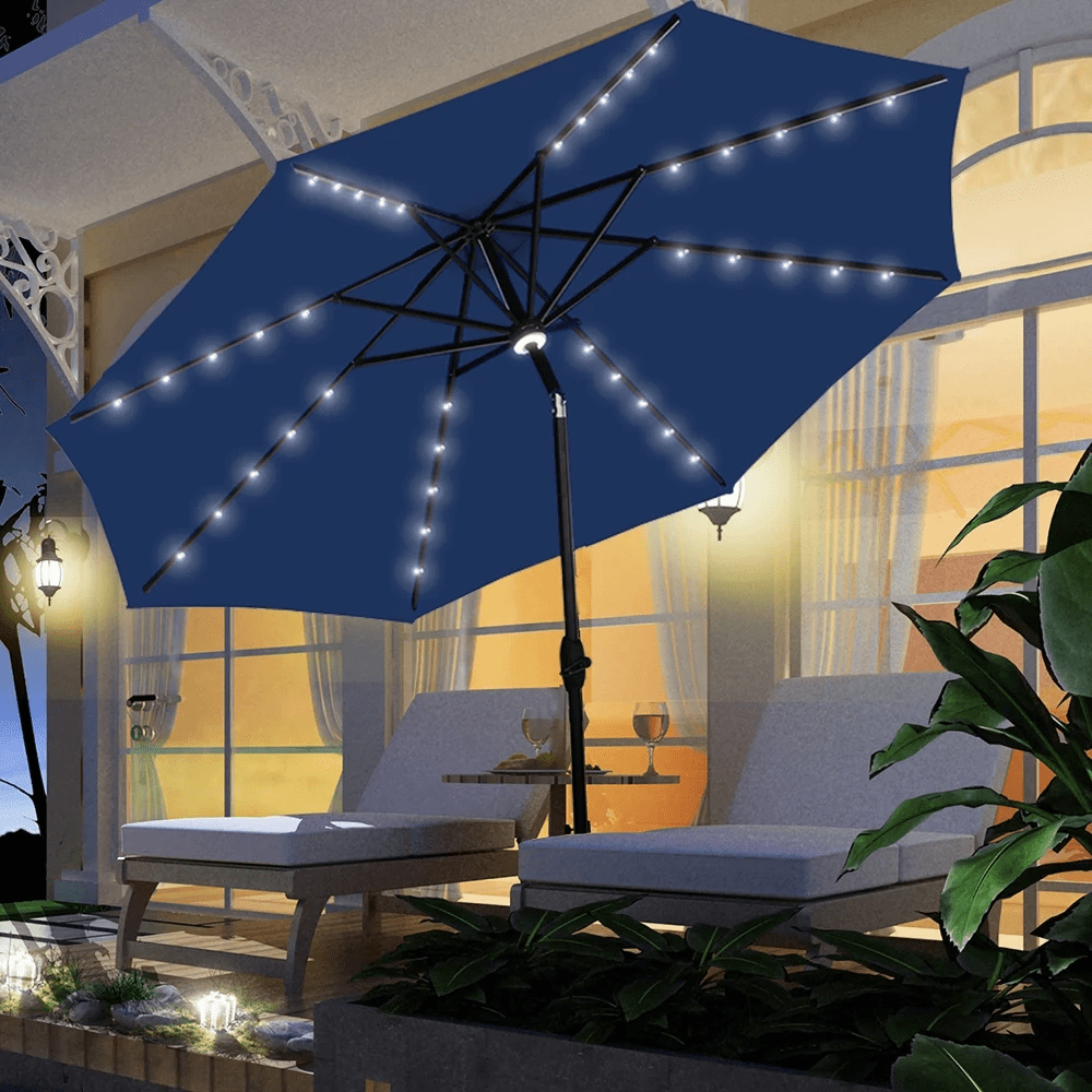 Ainfox 10ft Patio Umbrella Outdoor Solar Powered with 40 LED Lights,One ...