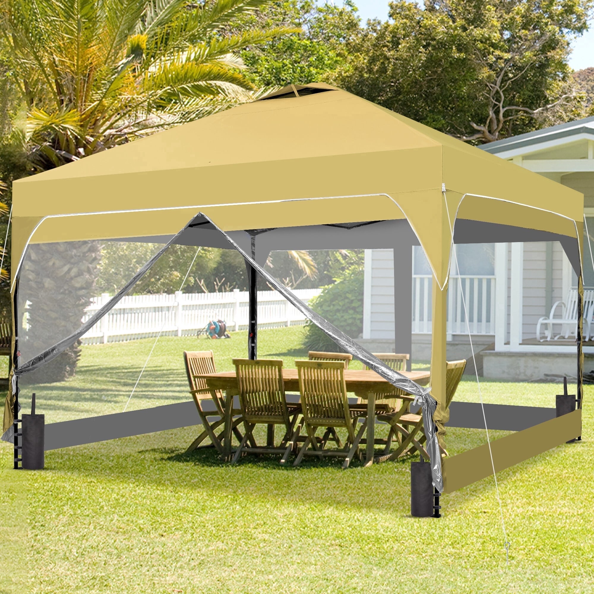 Ainfox 12x12 Ft One-Push Pop up Canopy Tents with Transparent PVC ...